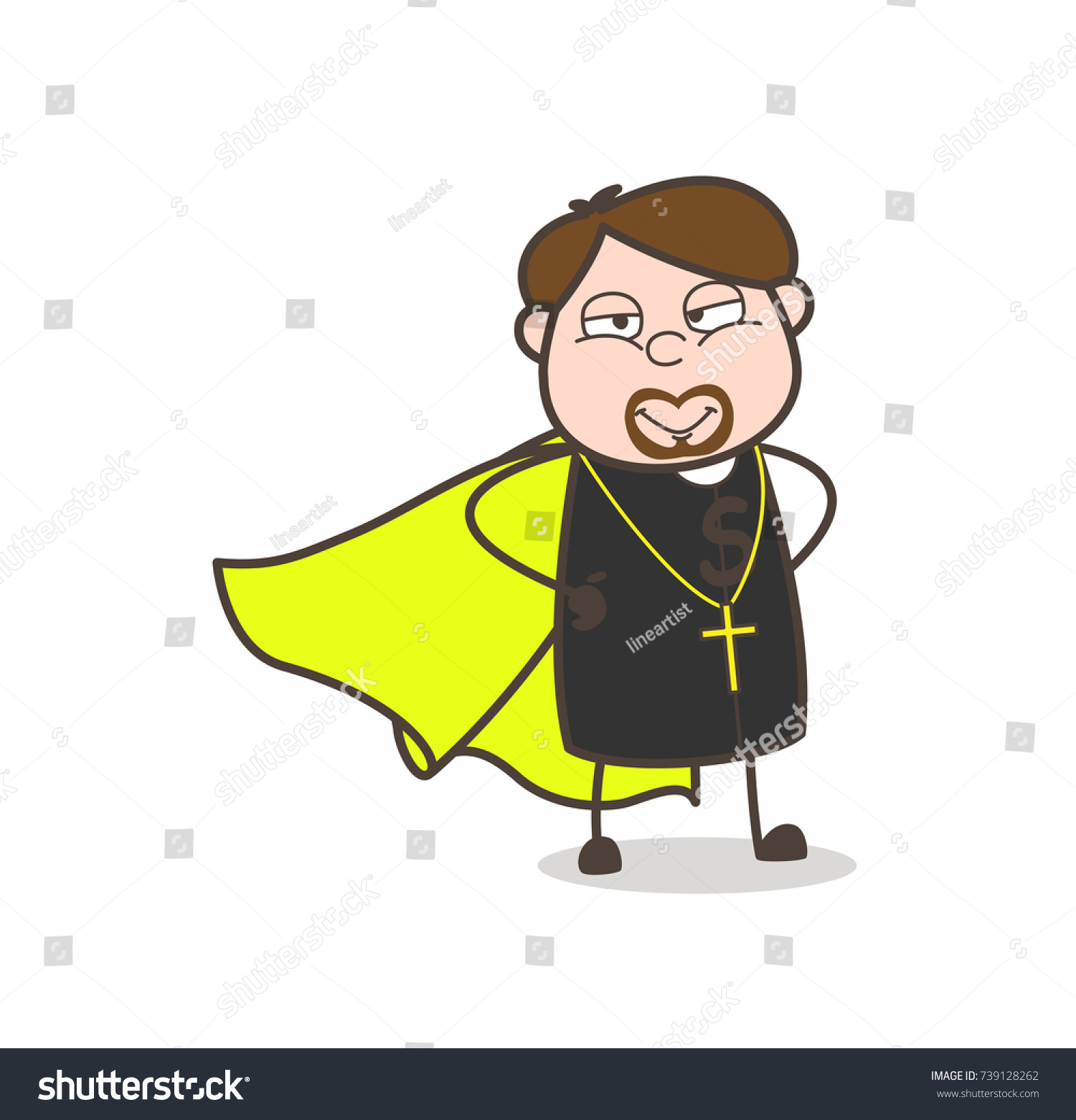 Smiling Superhero Priest Character Vector Stock Vector (Royalty Free ...