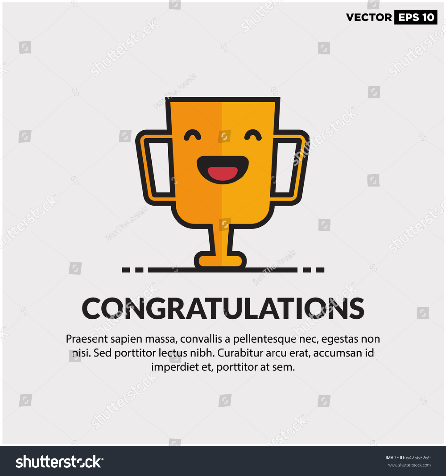 Smiling Trophy Congratulations Message Template Stock Vector (Royalty ...