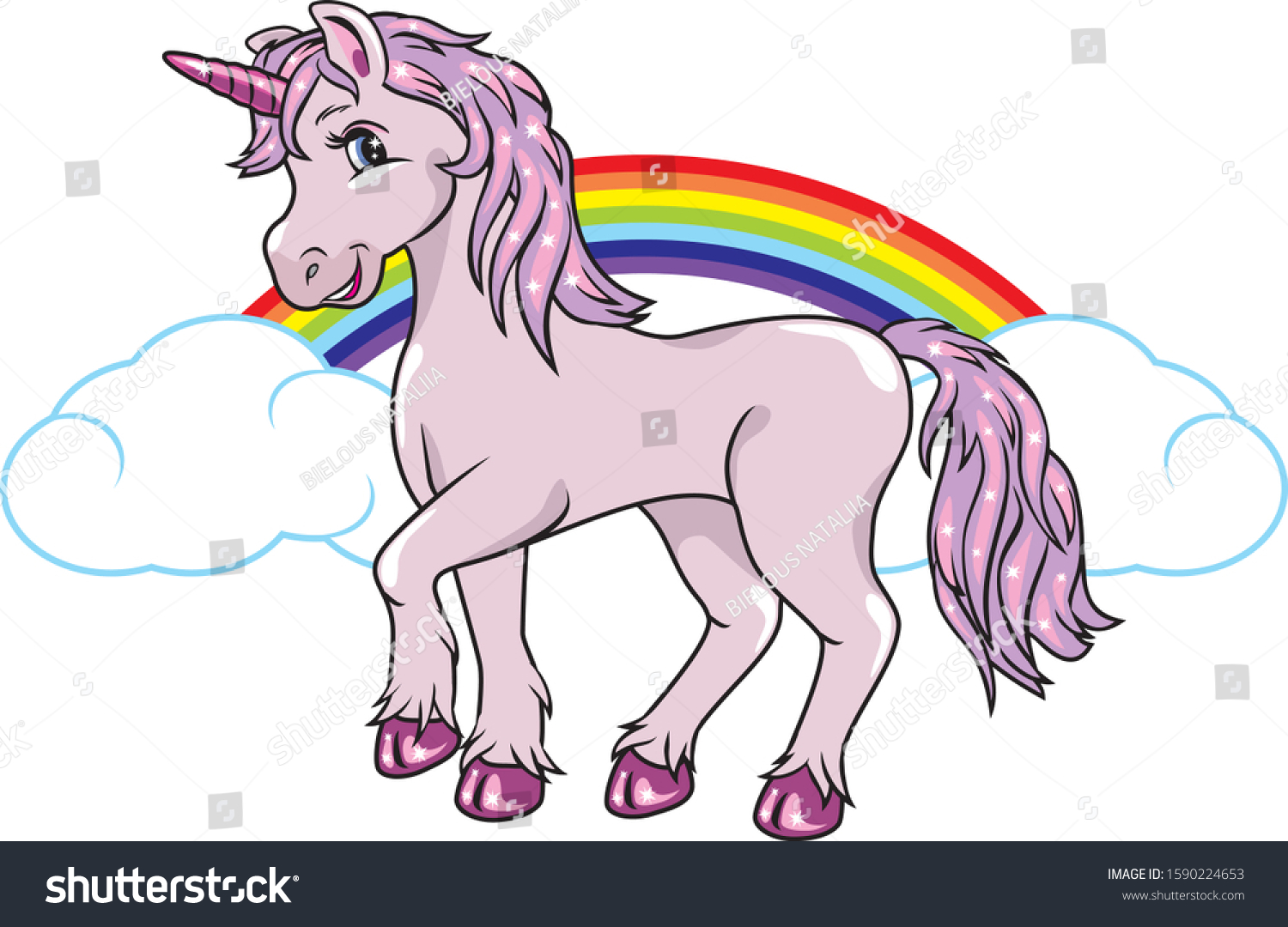 Smiling Unicorn On Rainbow Background Vector Stock Vector (Royalty Free ...