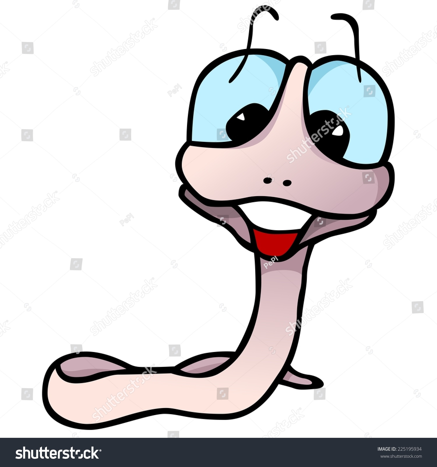 Smiling Worm Cartoon Illustration Vector: vector de stock (libre de ...