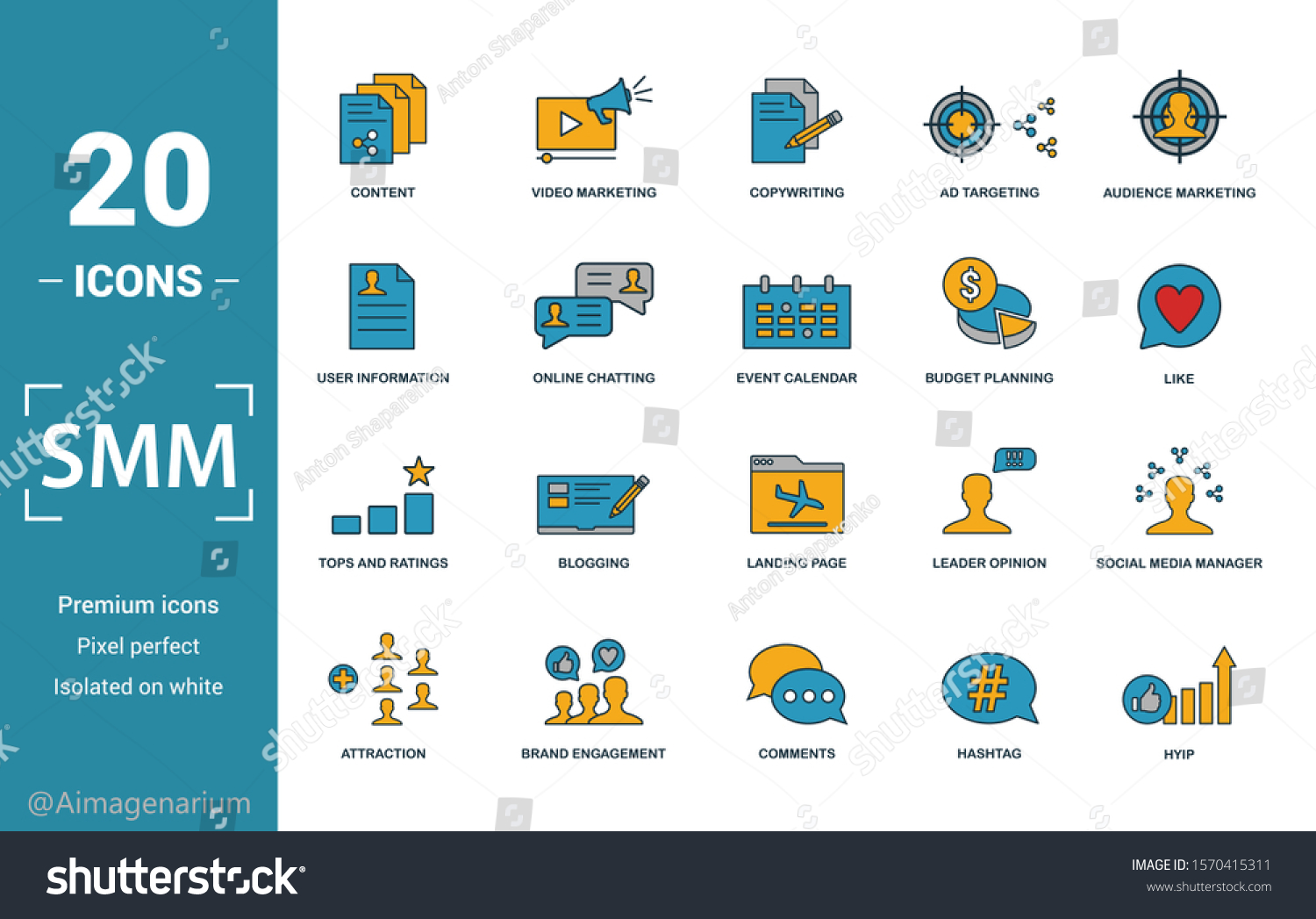 Smm Icon Set Include Creative Elements Stock Vector (Royalty Free ...