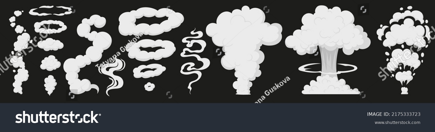 Smog Smell Collection Puff Smoke Explosion Stock Vector (Royalty Free ...