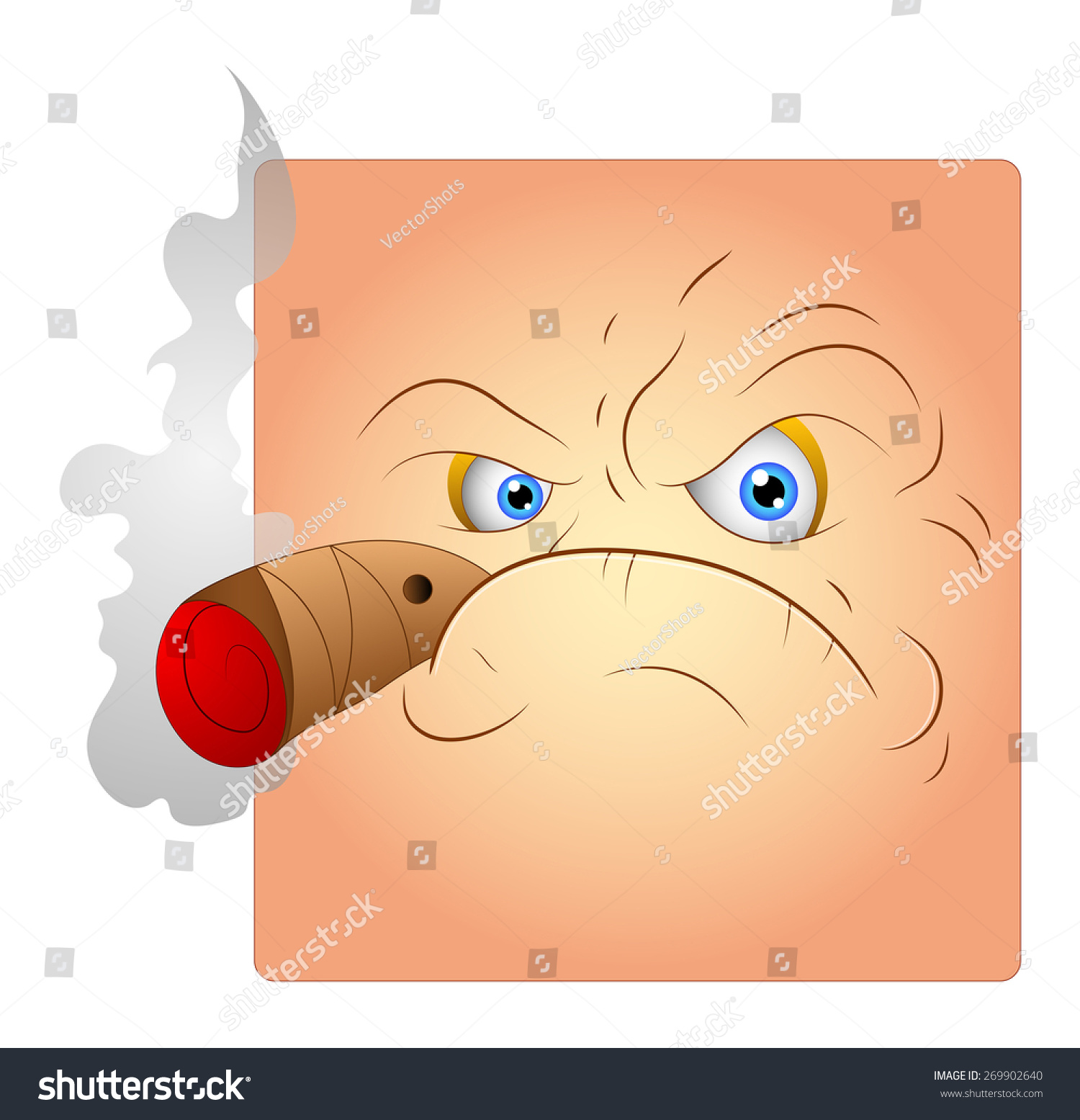 Smoking Angry Face Smiley Vector Stock Vector (Royalty Free) 269902640