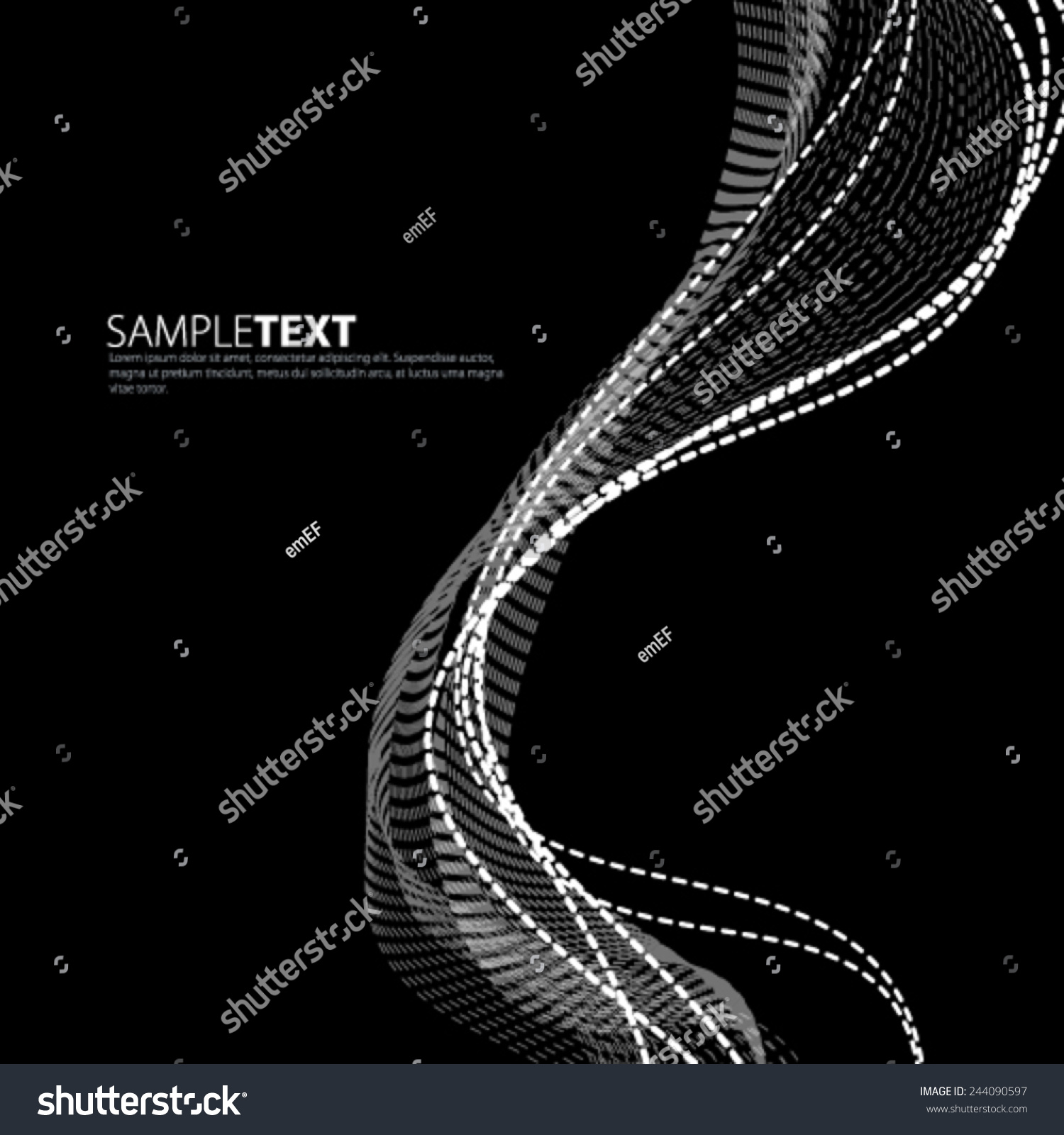 Smooth Curve Lines Black White Background Stock Vector (Royalty Free ...