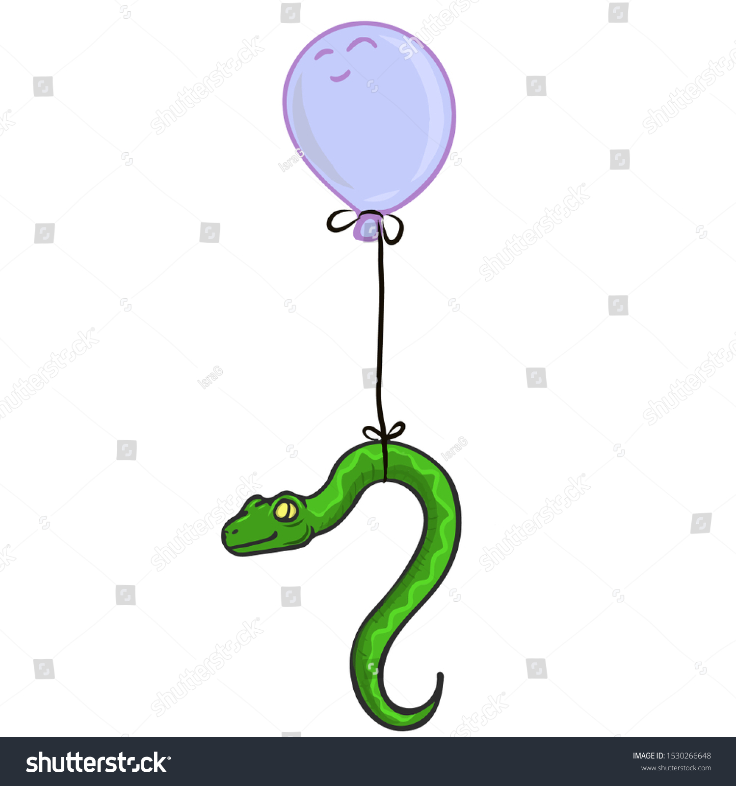 Snake Flying Violet Balloon Stock Vector (Royalty Free) 1530266648 ...