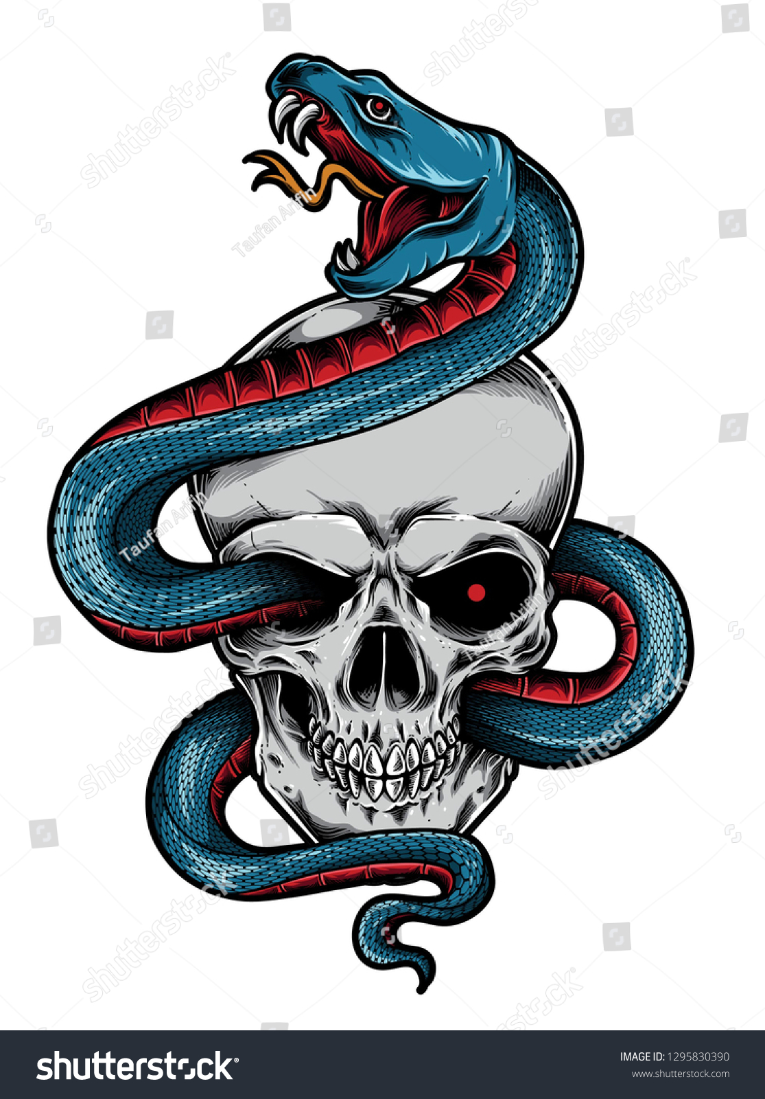 Snake Skull Tattoo Stock Vector (Royalty Free) 1295830390 | Shutterstock