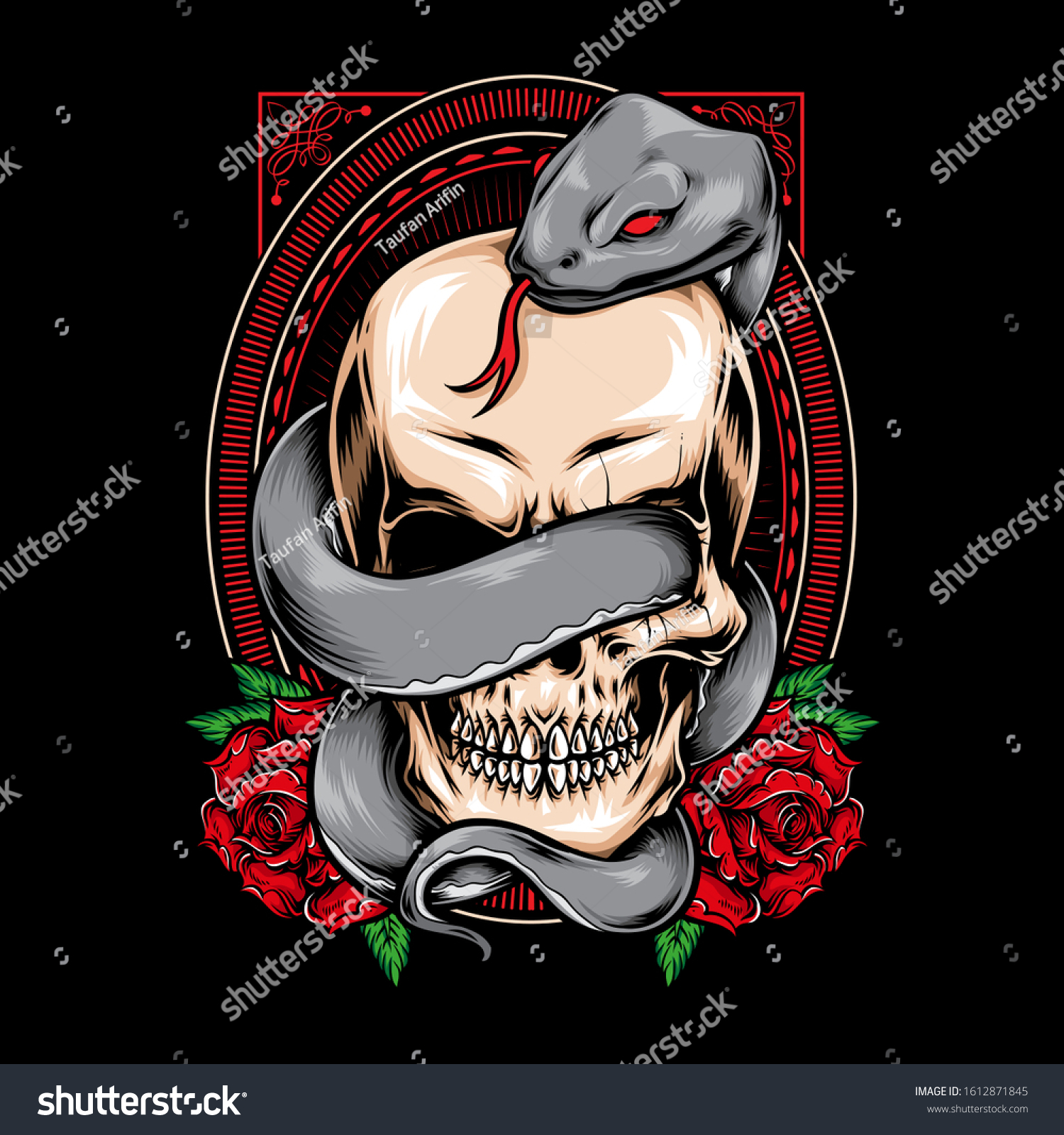 Snake Skull Vector Tshirt Design Stock Vector (Royalty Free) 1612871845 ...