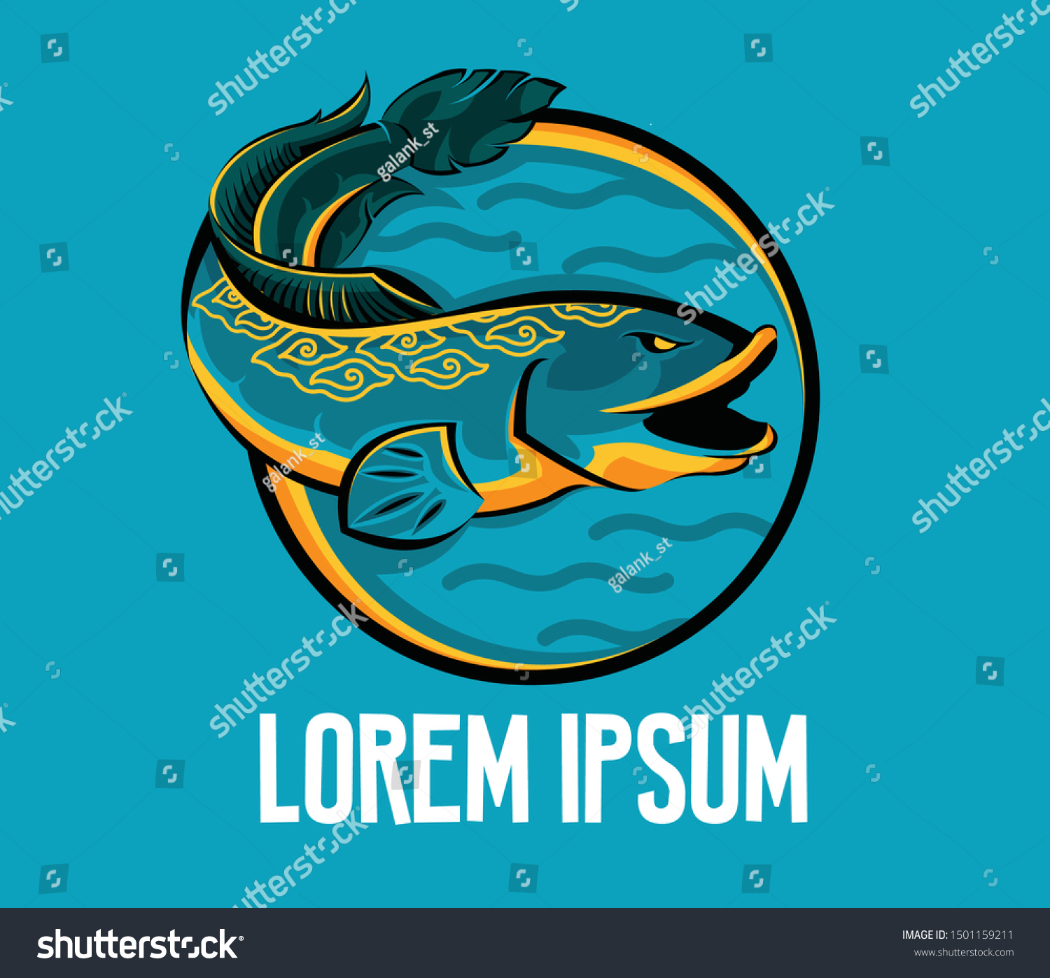 Snakehead Fish Logo Vector Isolated Blue Stock Vector (Royalty Free ...
