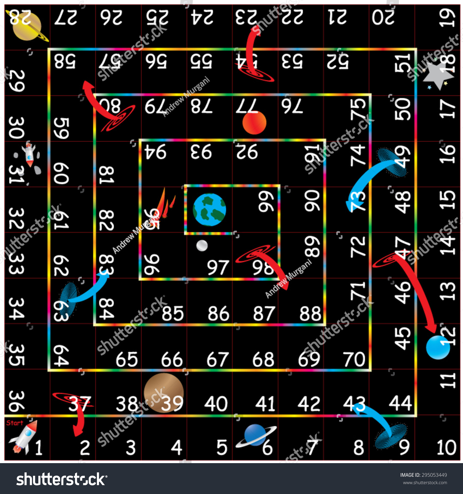 Snakes Ladders Space Version: vector de stock (libre de regalías) 295053449