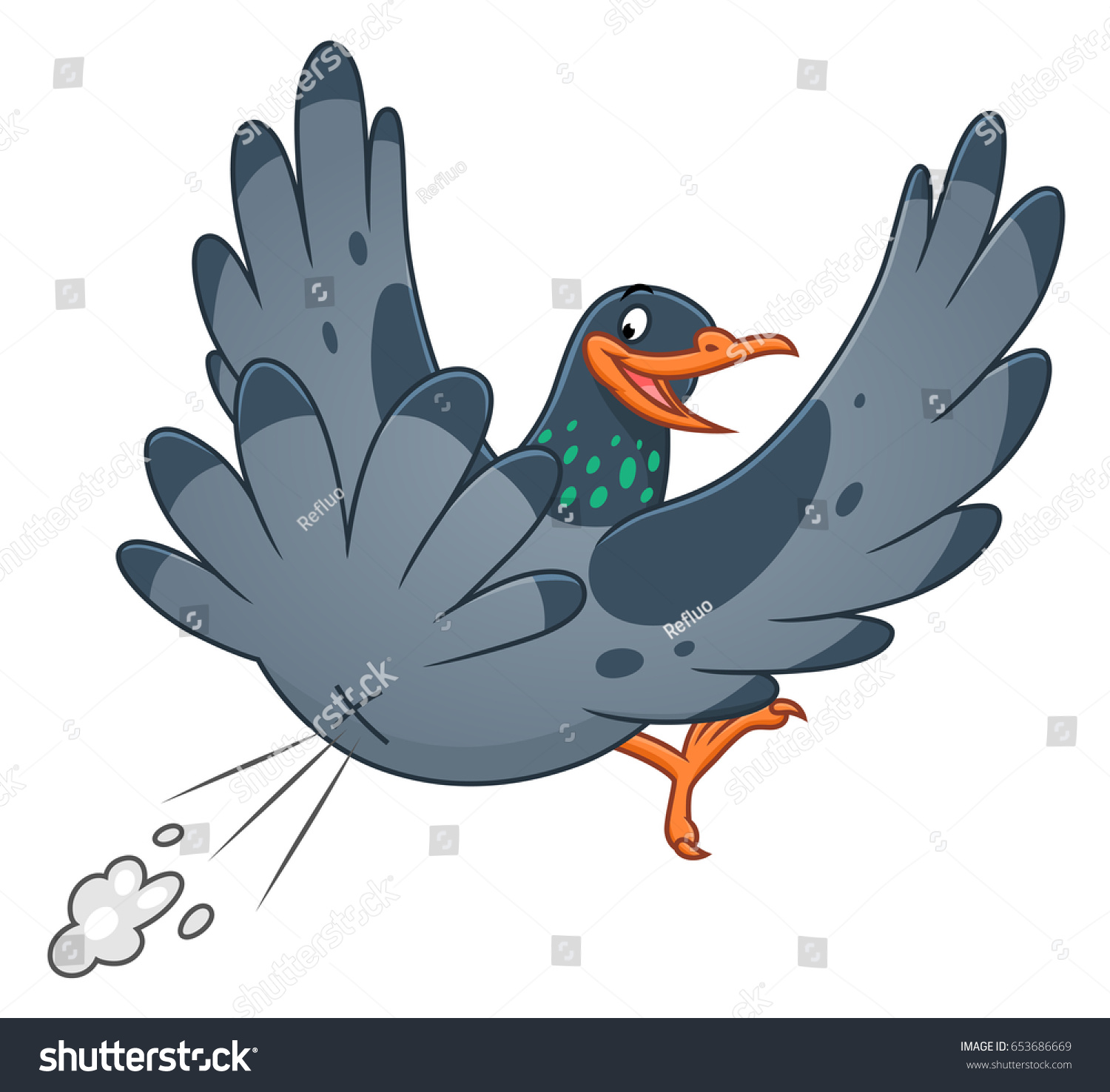 Snide Pooping Pigeon Stock Vector (Royalty Free) 653686669