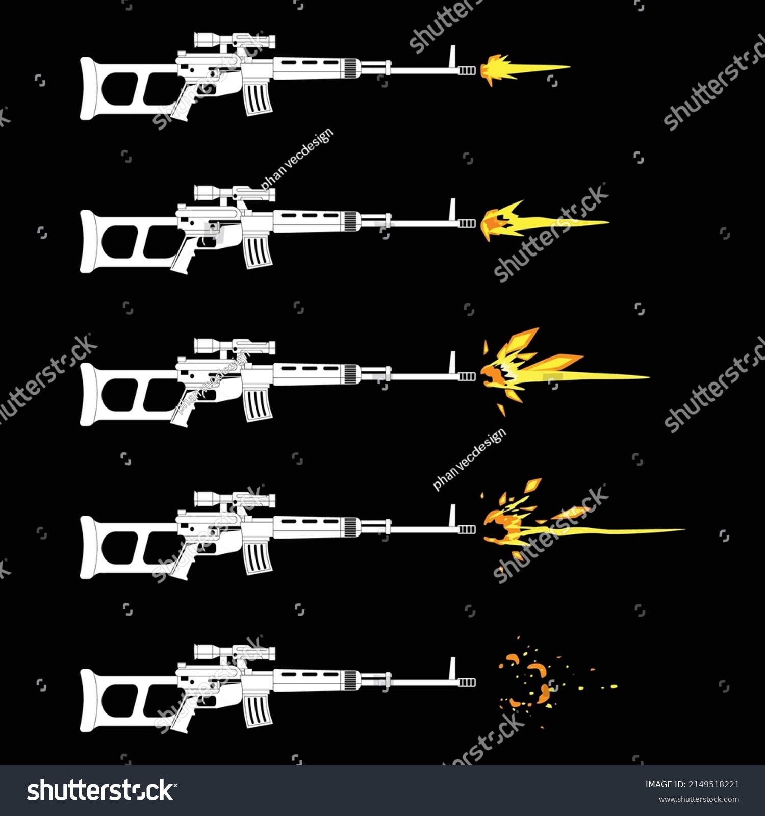 Sniper Rifles Shoot Effect Animation Stock Vector (Royalty Free ...