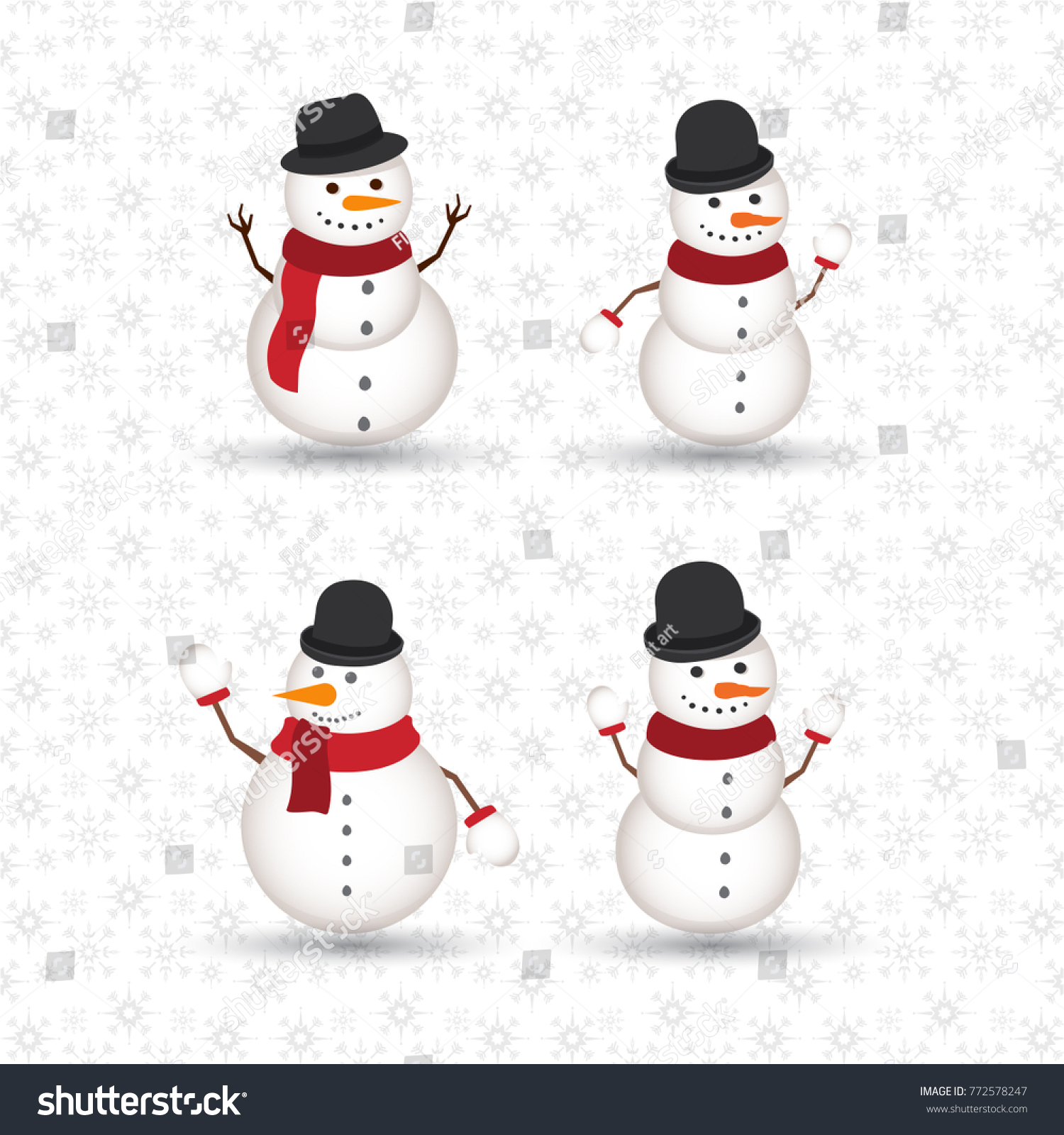 Snow Man Icon Set Stock Vector (Royalty Free) 772578247