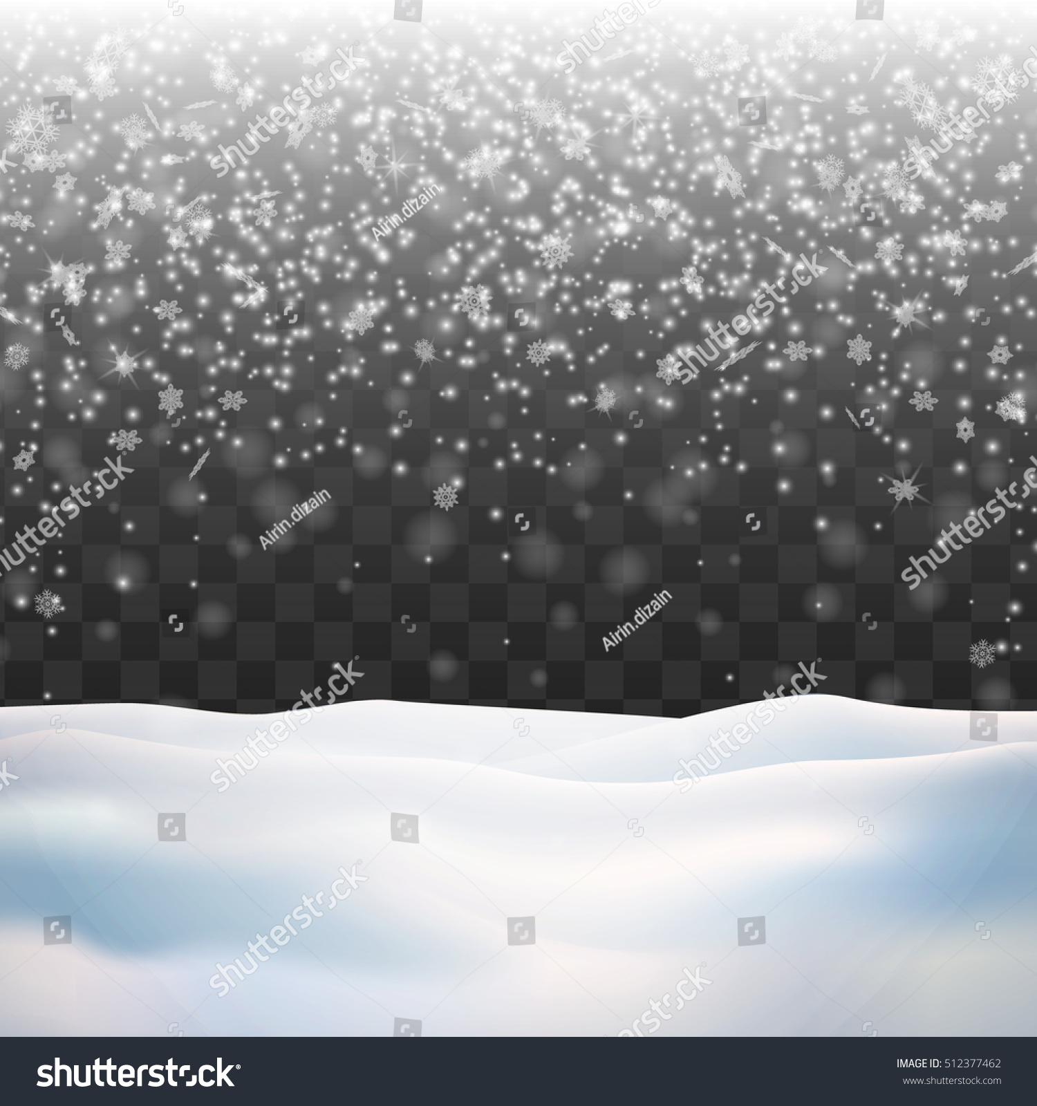 Snow On Transparent Background Winter Snowfall Stock Vector 512377462 ...