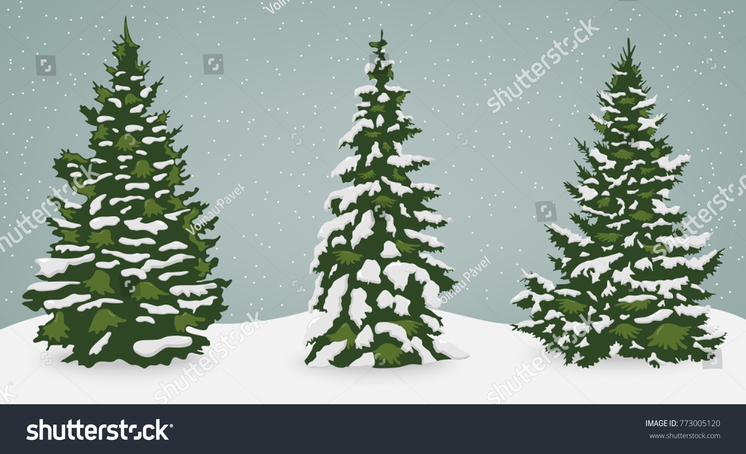 Snow Trees Set On Isolated Background Stock Vector (Royalty Free) 773005120