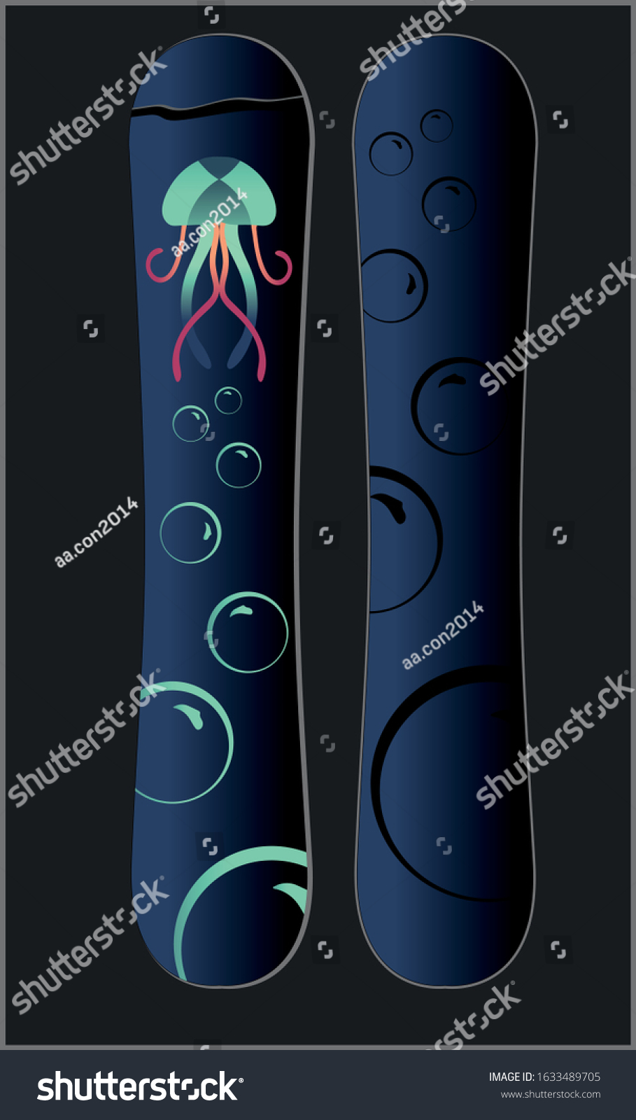 Snowboard Mockup Front Back View Vector Stock Vector (Royalty Free ...