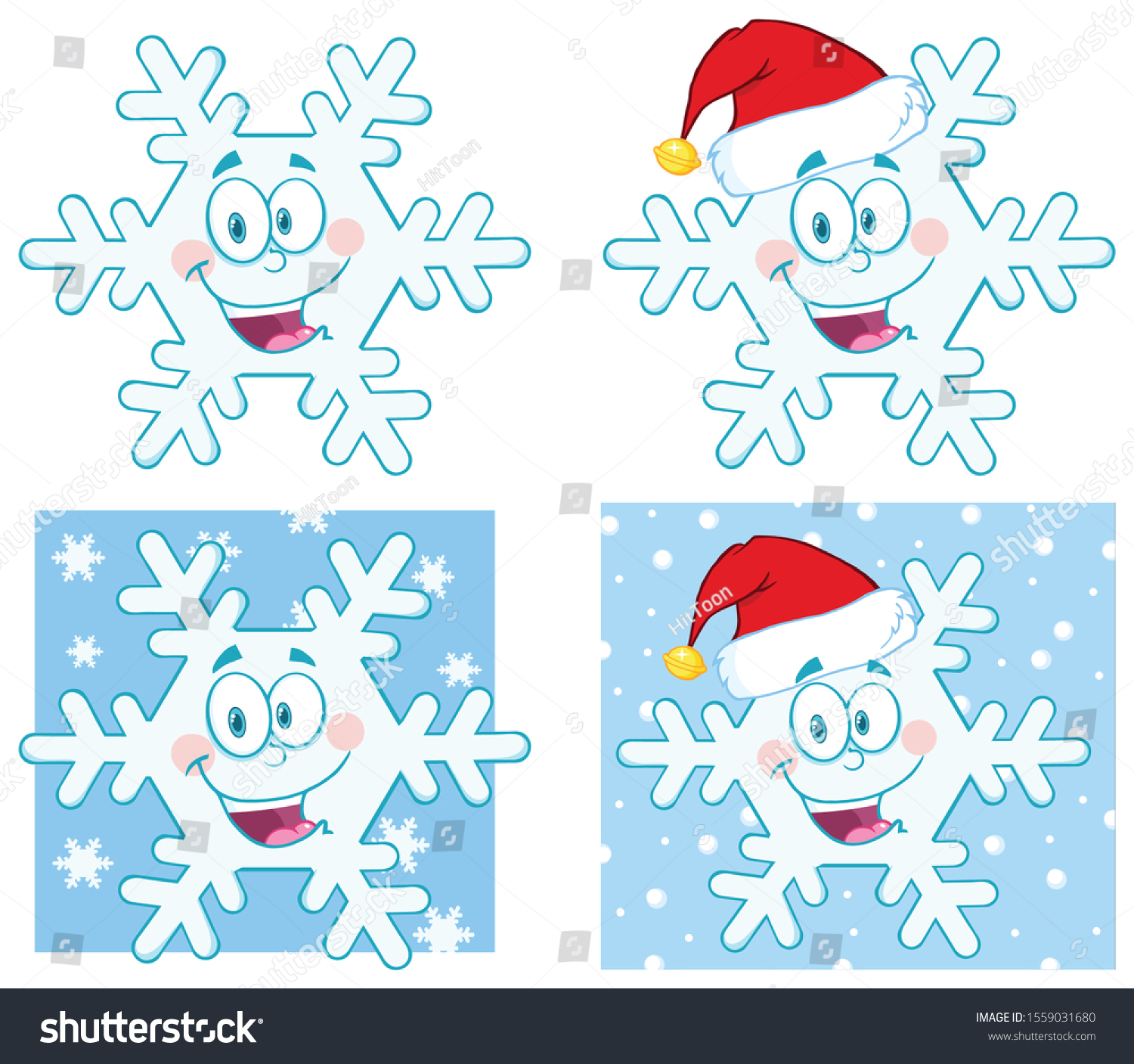 Snowflake Cartoon Character Vector Collection Set Stock Vector (Royalty ...