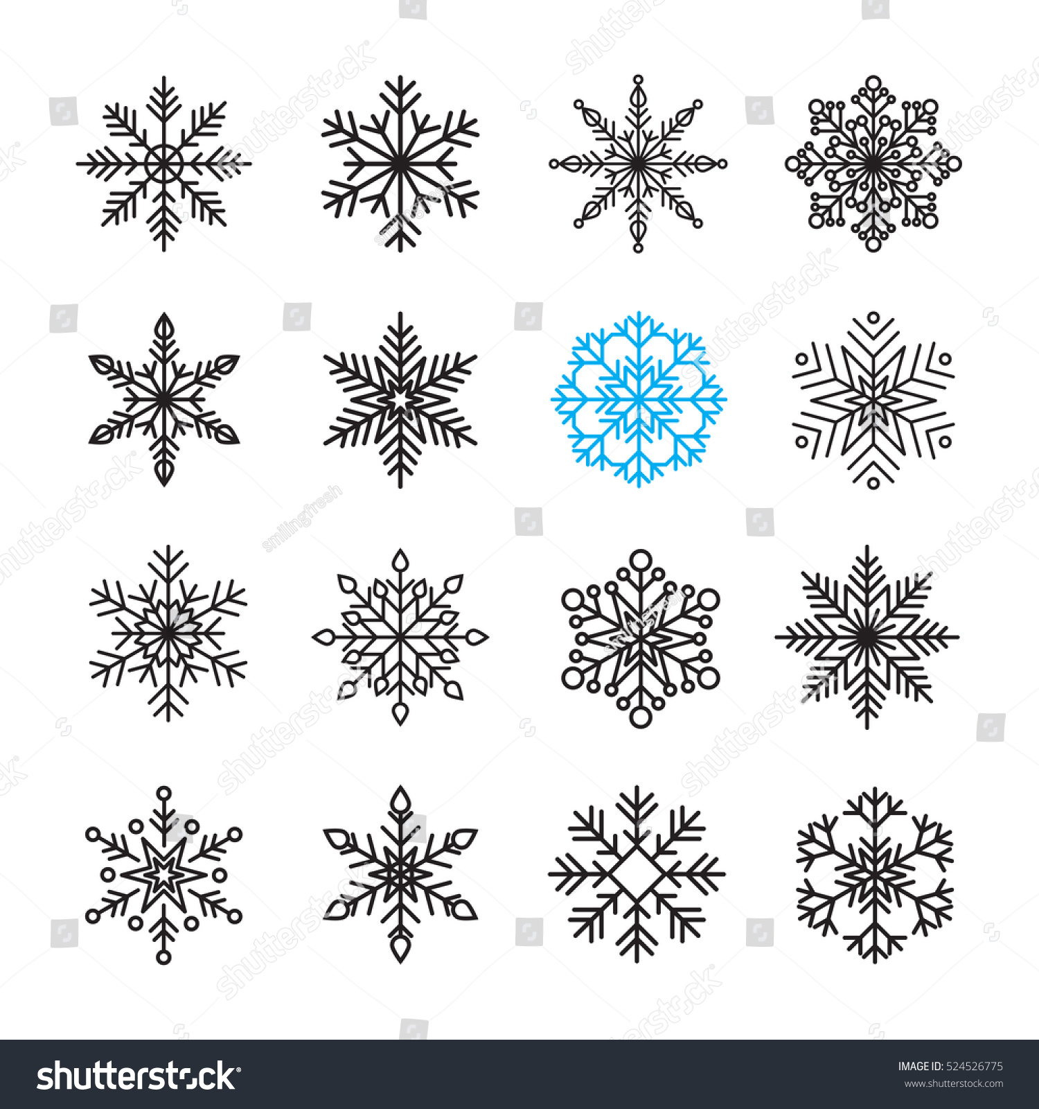 Snowflake Icon Set Stock Vector (Royalty Free) 524526775 | Shutterstock