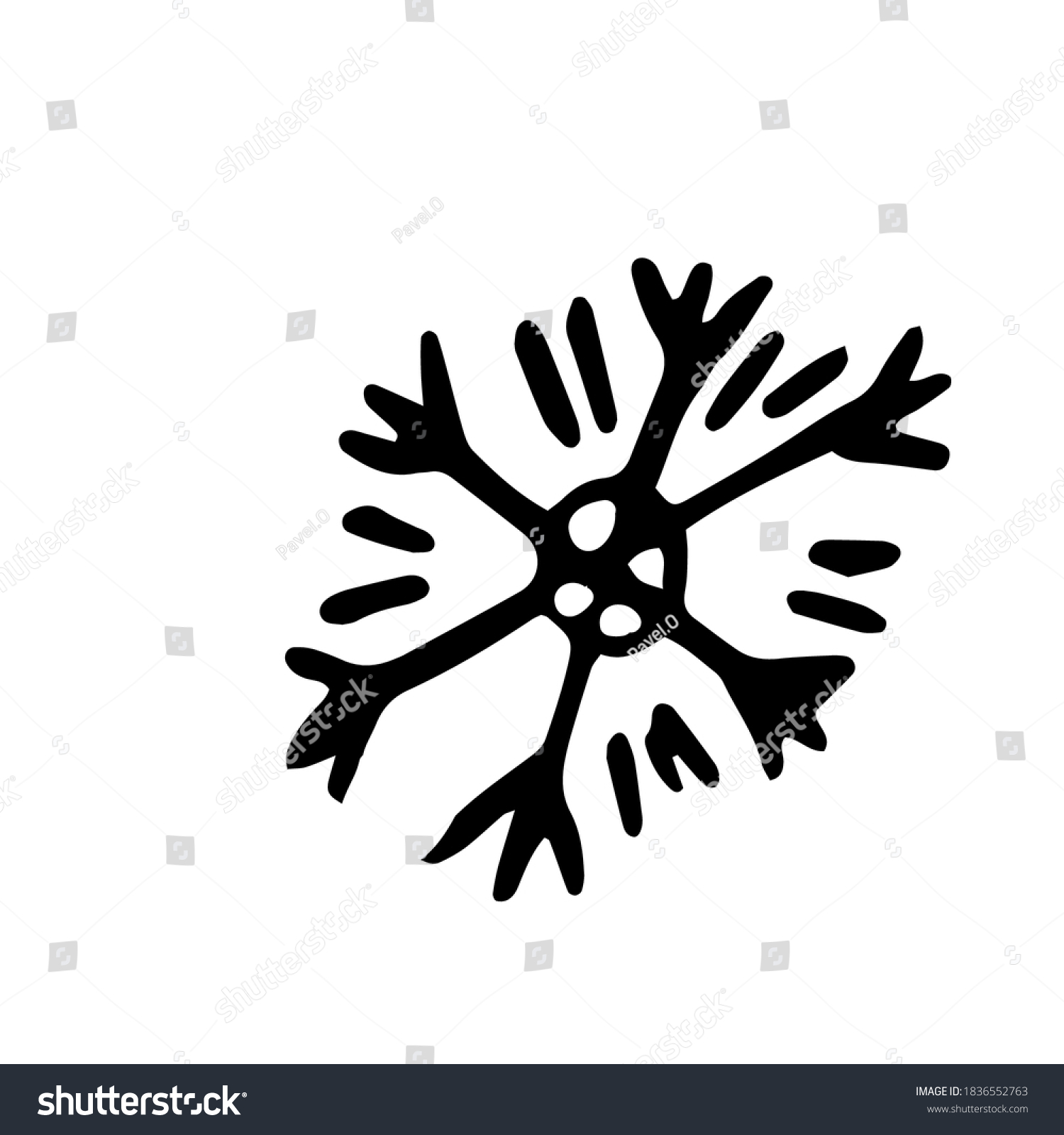 Vektor Stok Snowflake Doodle Style Hand Drawing Vector (Tanpa Royalti ...
