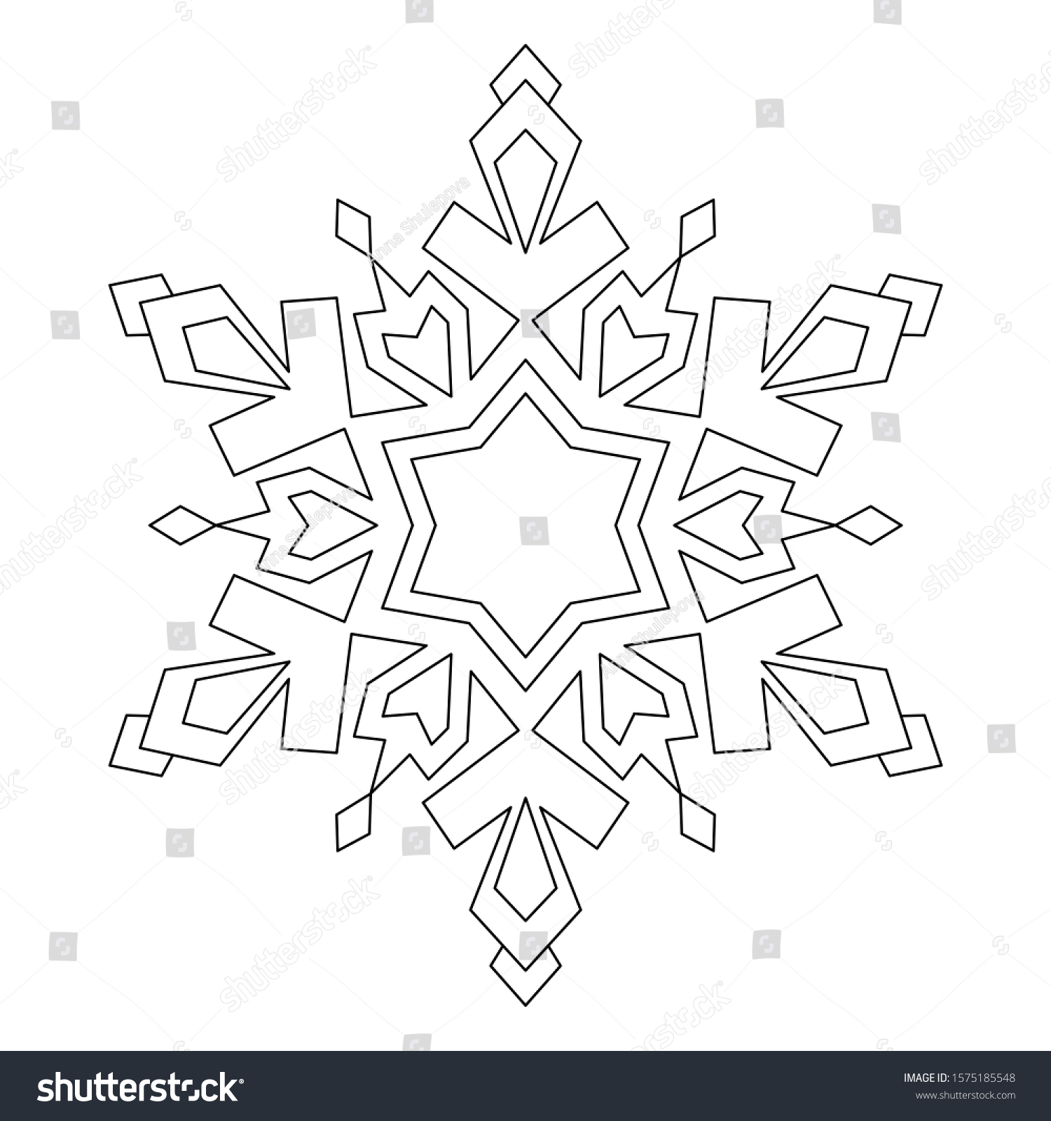 Snowflake Line Drawing Vector Illustration: vector de stock (libre de ...