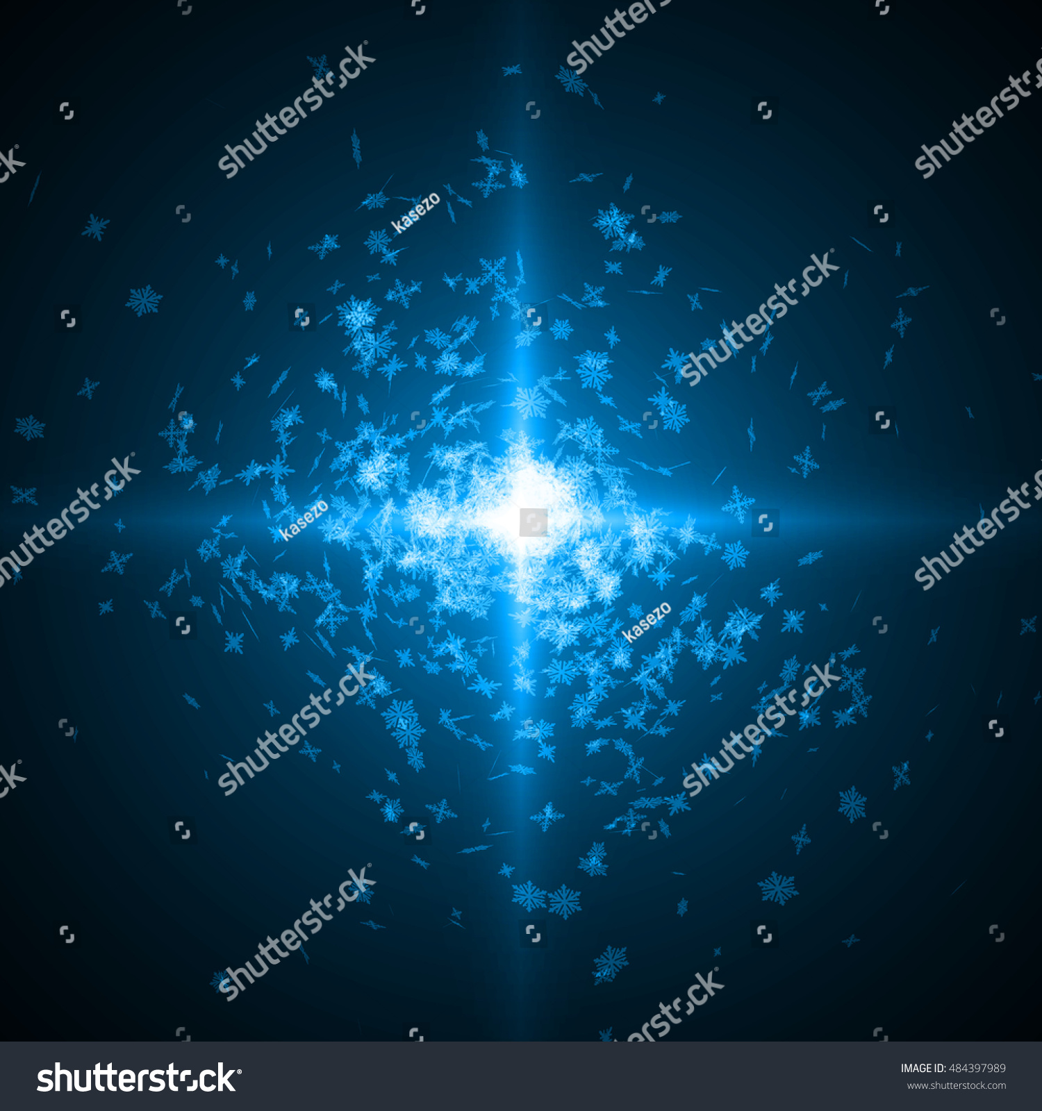Snowflakes Explosion Light Beam Blue Version Stock Vector (Royalty Free ...