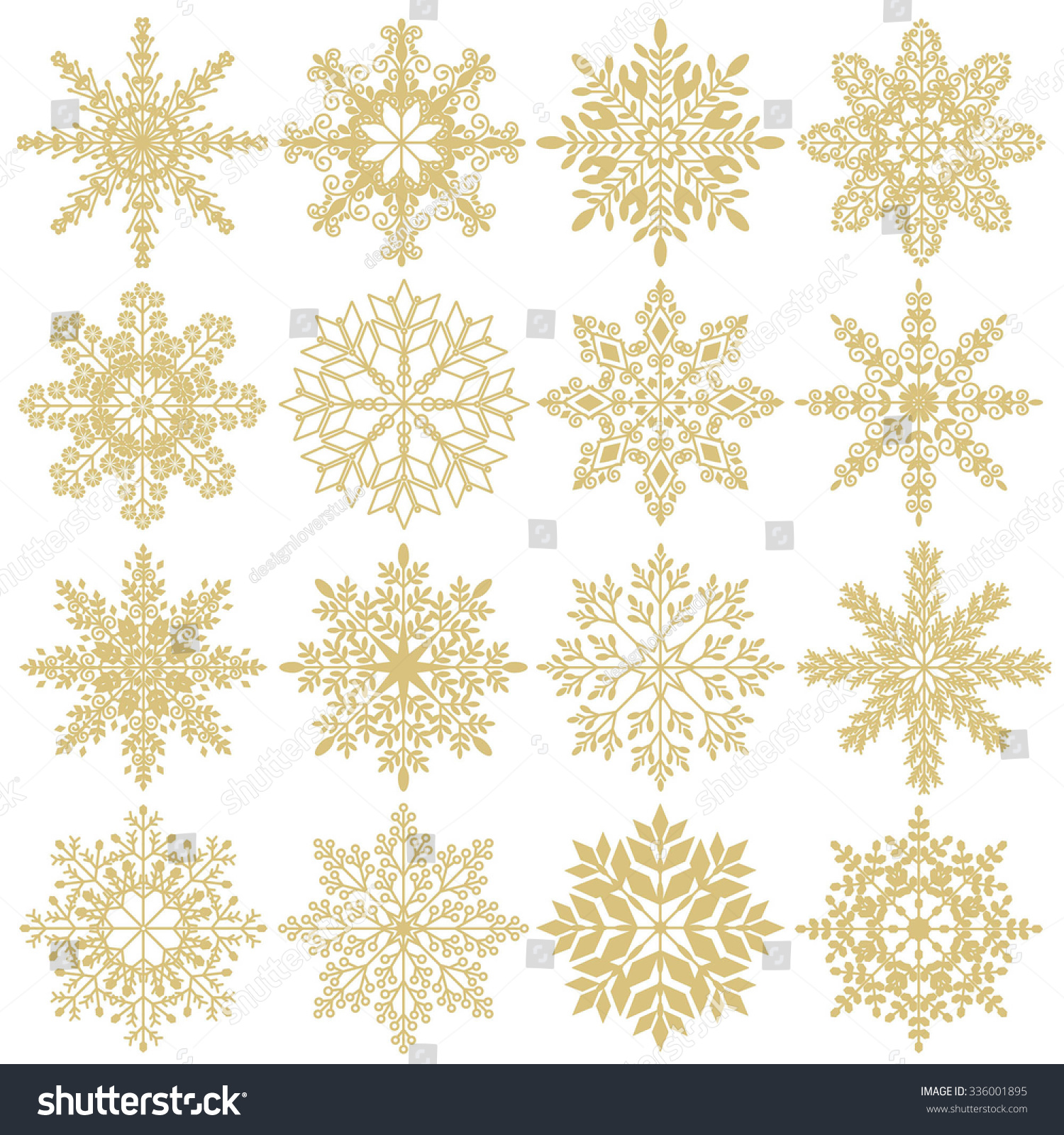Snowflakes Gold Vector Stock Vector (Royalty Free) 336001895