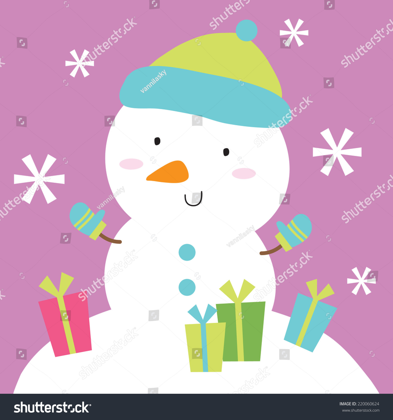 Snowman Present Stock Vector (Royalty Free) 220060624 | Shutterstock