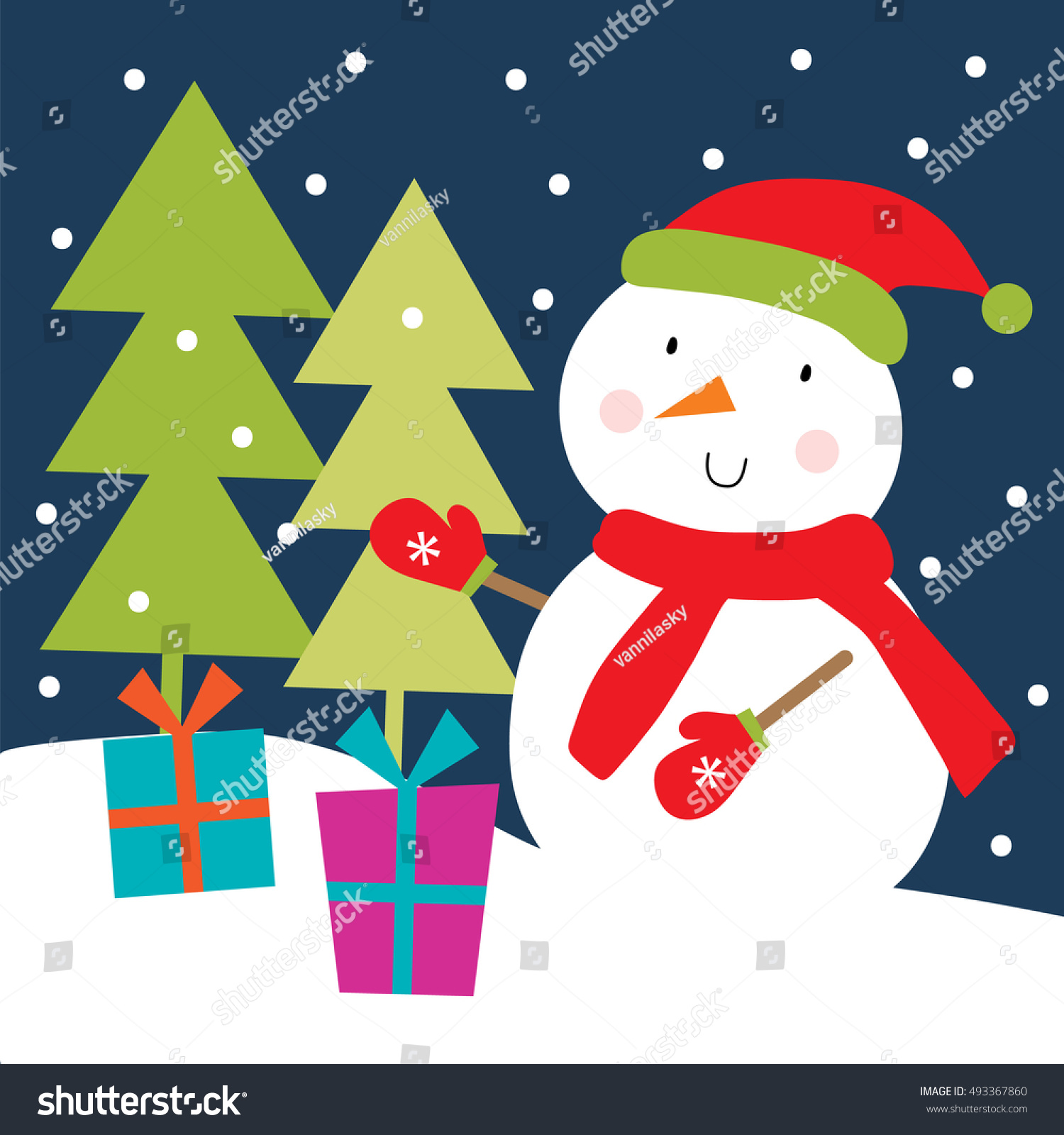 Snowman Present Stock Vector (Royalty Free) 493367860