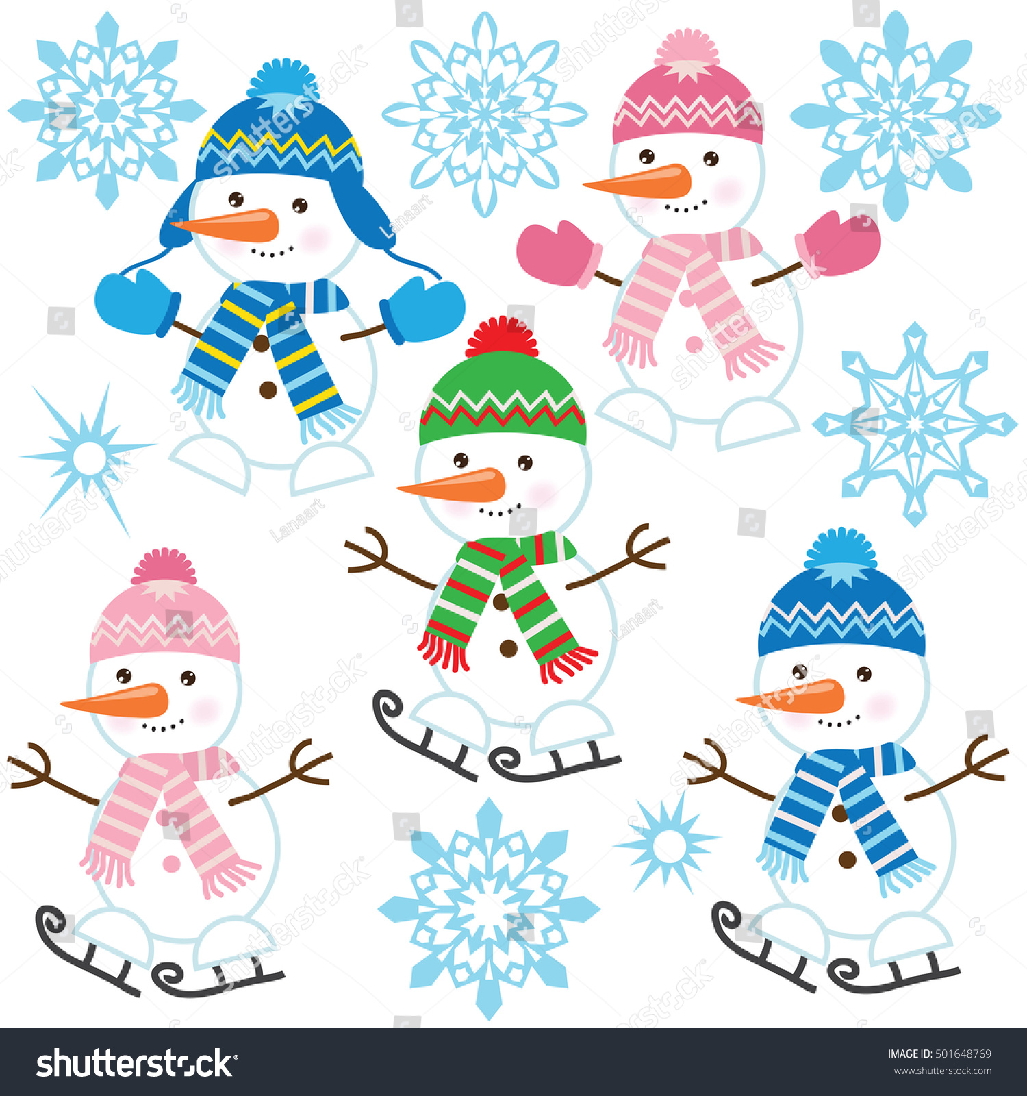 Snowman Cartoon Vector Illustration: vector de stock (libre de regalías ...