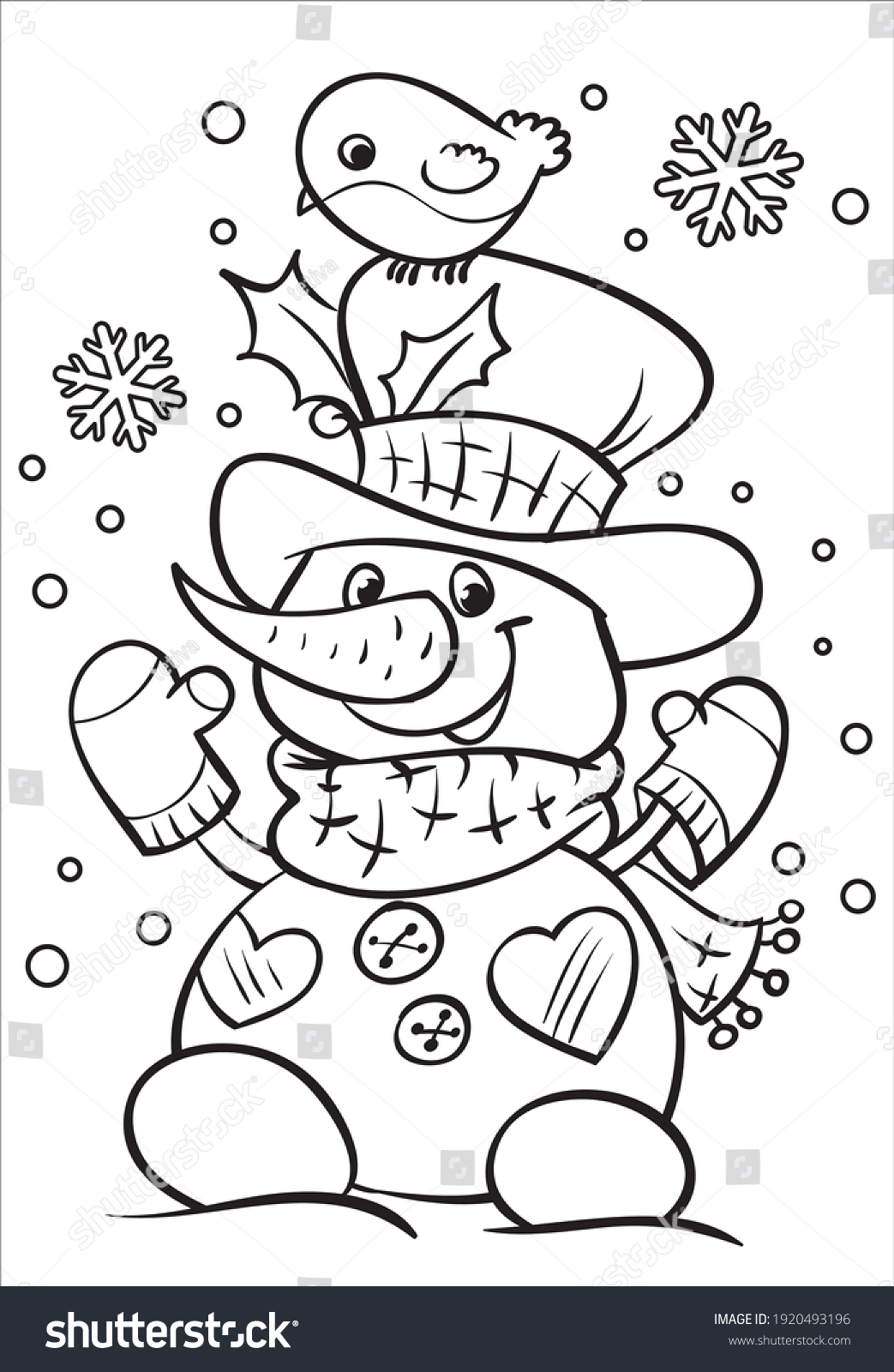 Snowman Coloring Cartoon Vector Illustration Stock Vector (Royalty Free ...