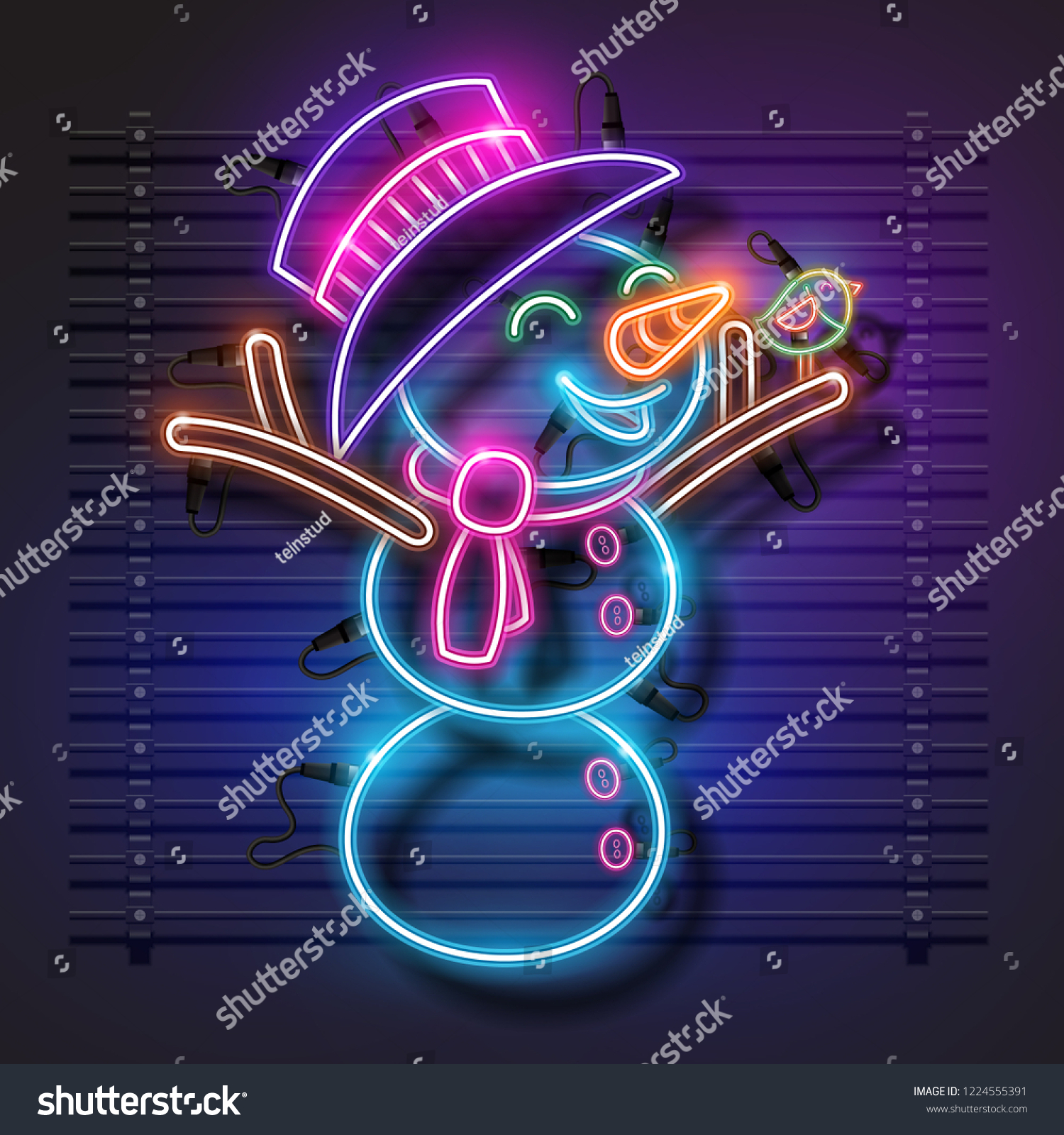 Snowman Neon Design Stock Vector (Royalty Free) 1224555391 | Shutterstock