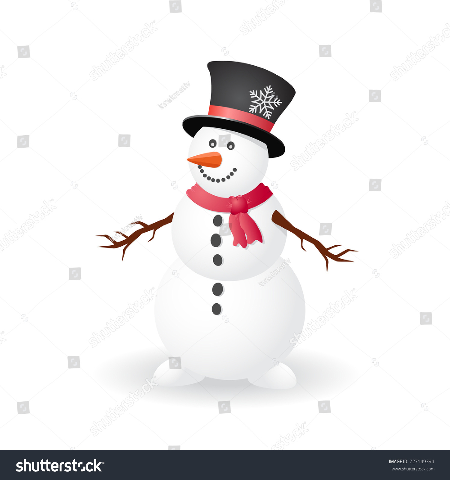 Snowman On White Background Stock Vector (Royalty Free) 727149394 ...