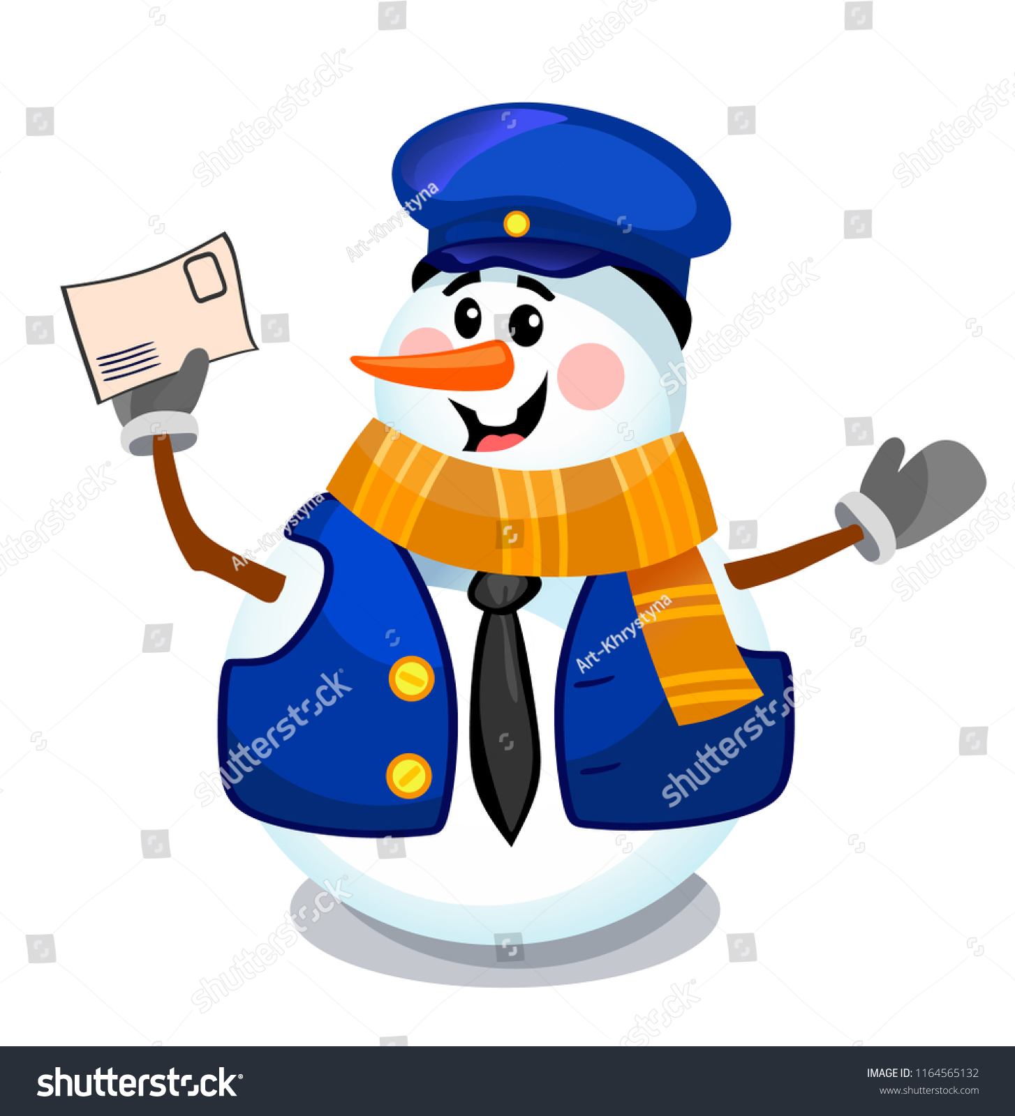 Snowman Postman Uniform Stock Vector (Royalty Free) 1164565132 ...