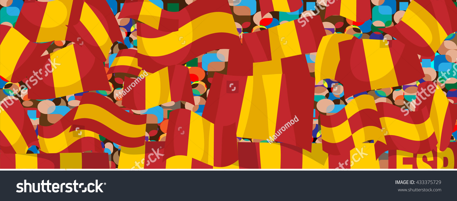 Soccer Fans Waving Flags Stock Vector (Royalty Free) 433375729 ...