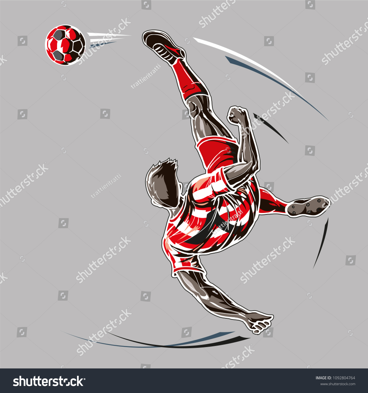 Soccer Player Overhead Kick Stock Vector (Royalty Free) 1092804764