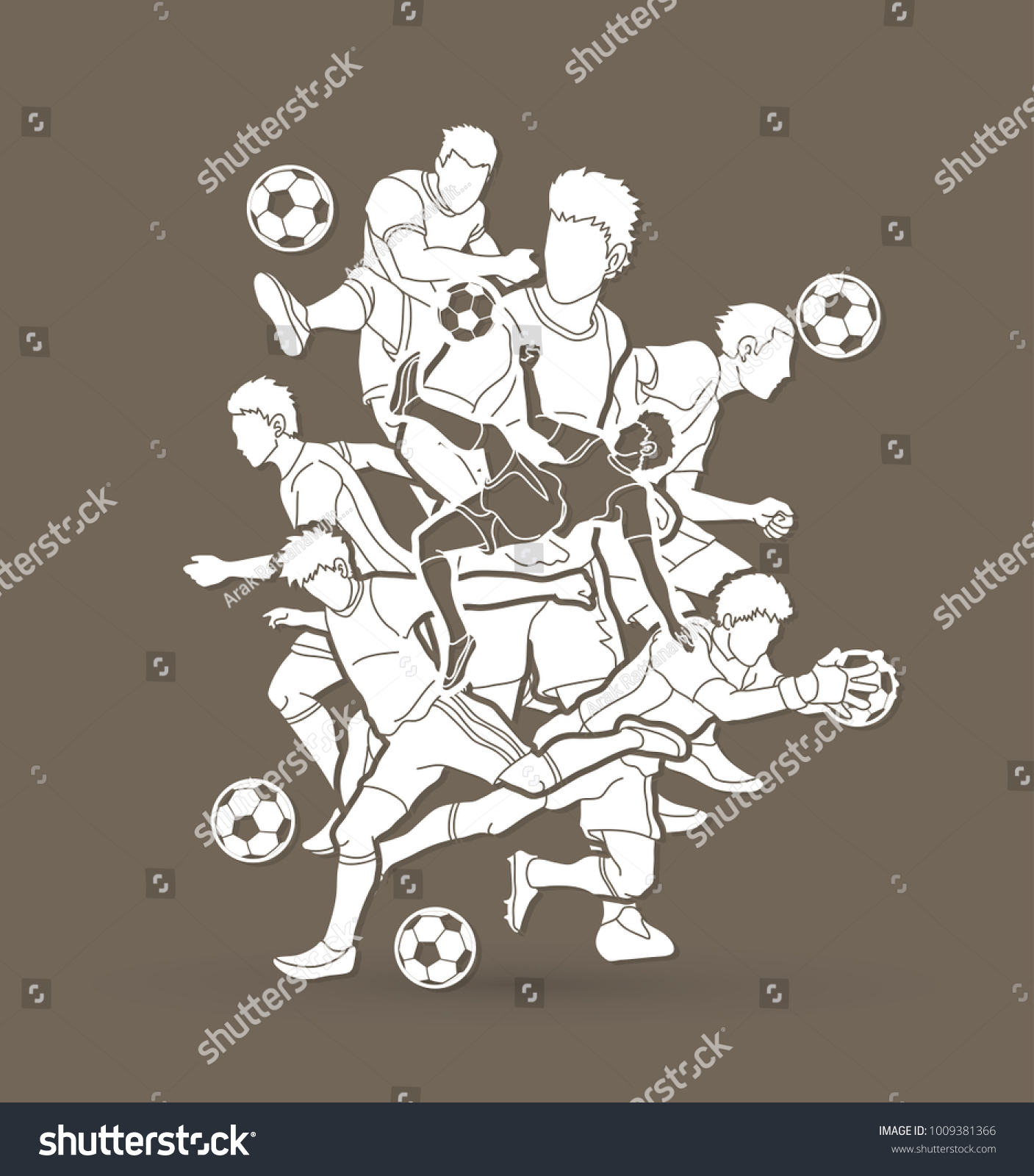 Soccer Player Team Composition Graphic Vector Stock Vector (Royalty ...