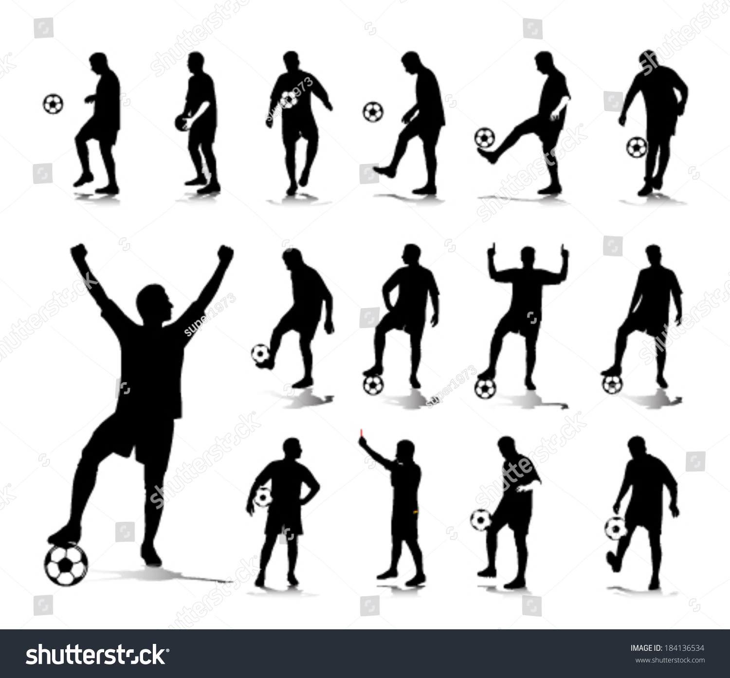 Soccer Player Vector Silhouette Stock Vector (Royalty Free) 184136534 ...