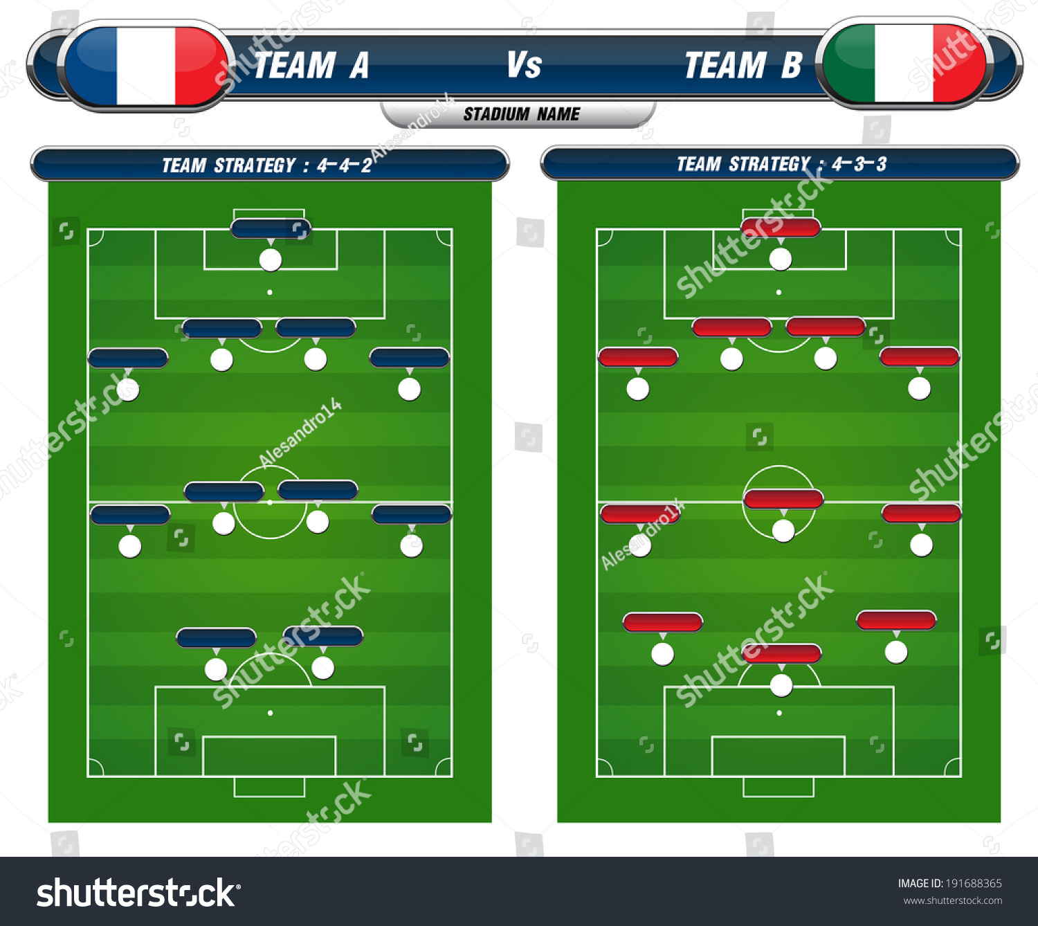 Soccer Playing Field Strategy Elements Vector Stock Vector (Royalty ...