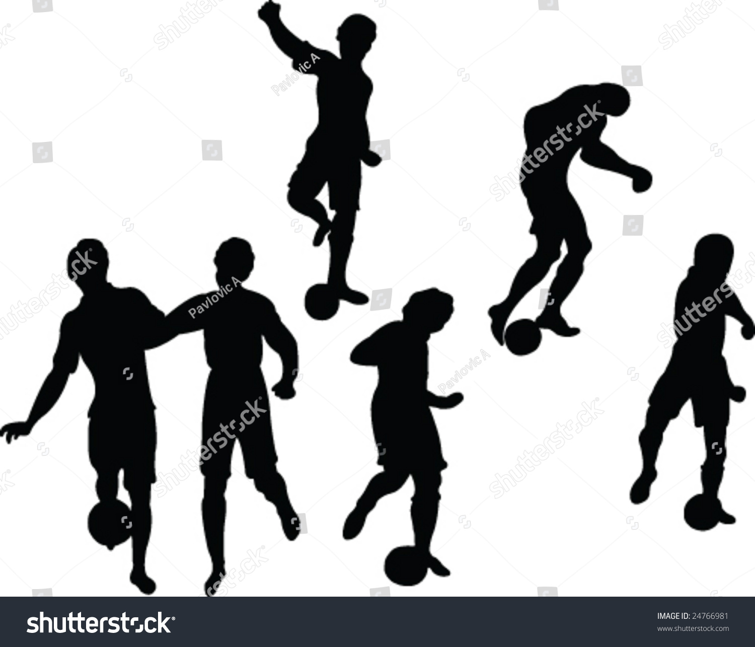 Soccer Silhouette Vector: vector de stock (libre de regalías) 24766981 ...