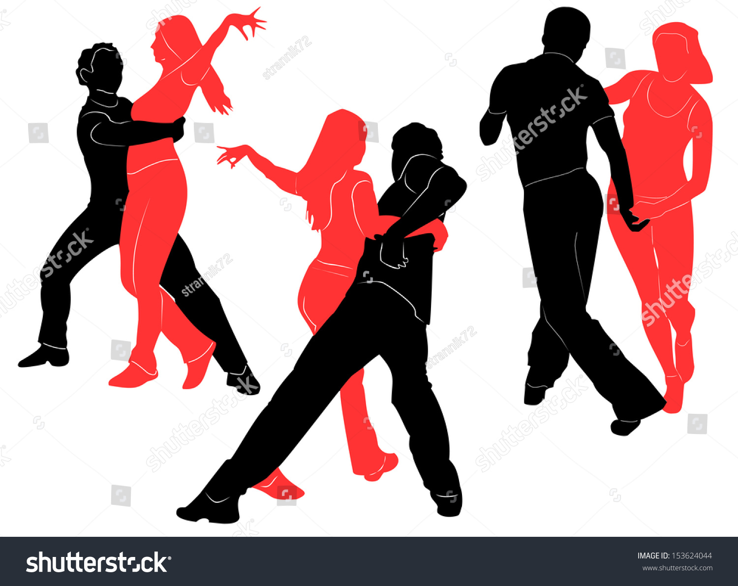 Social Dancing Vector Silhouettes Your Design Stock Vector (Royalty ...