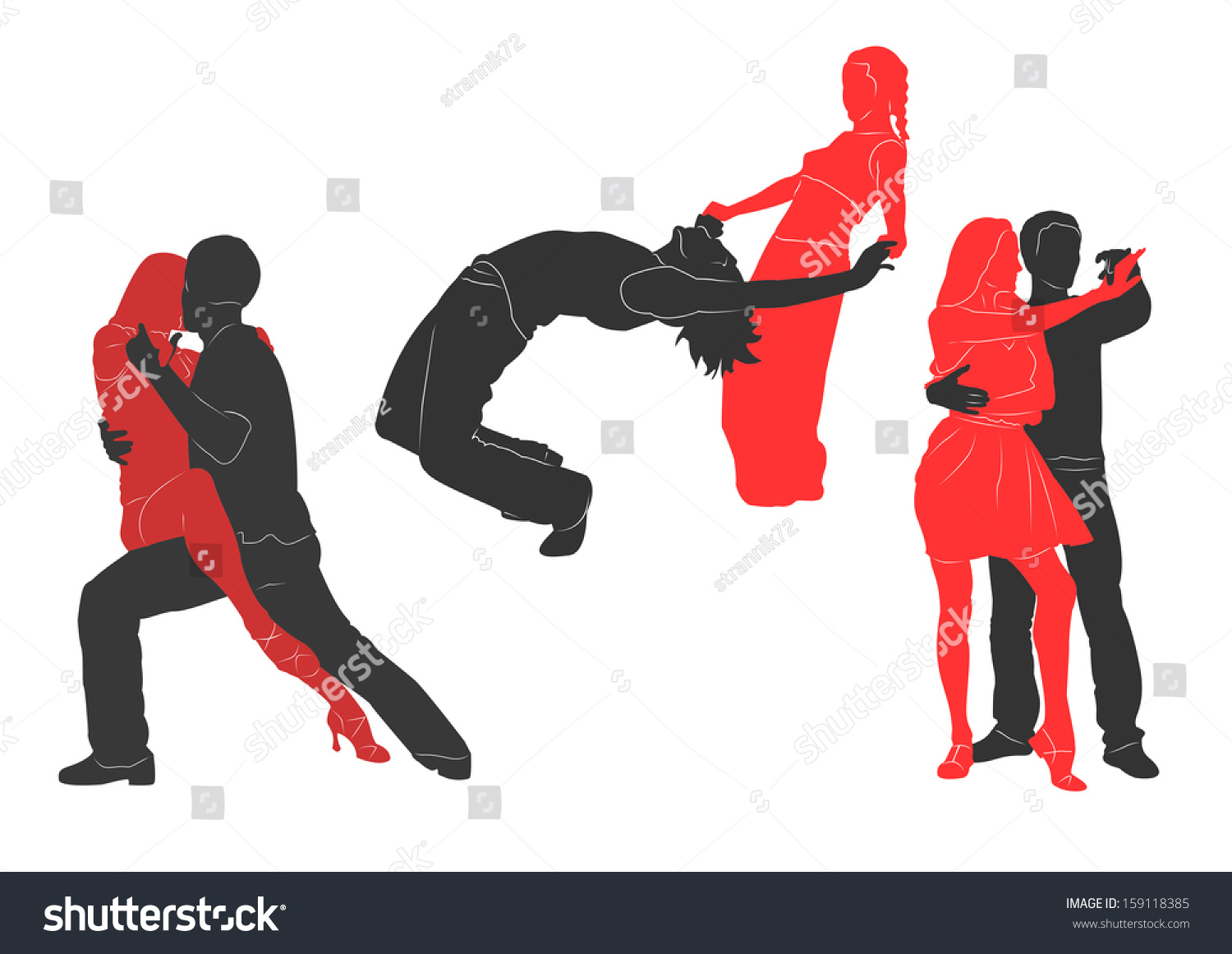 Social Dancing Vector Silhouettes Your Design Stock Vector (Royalty ...