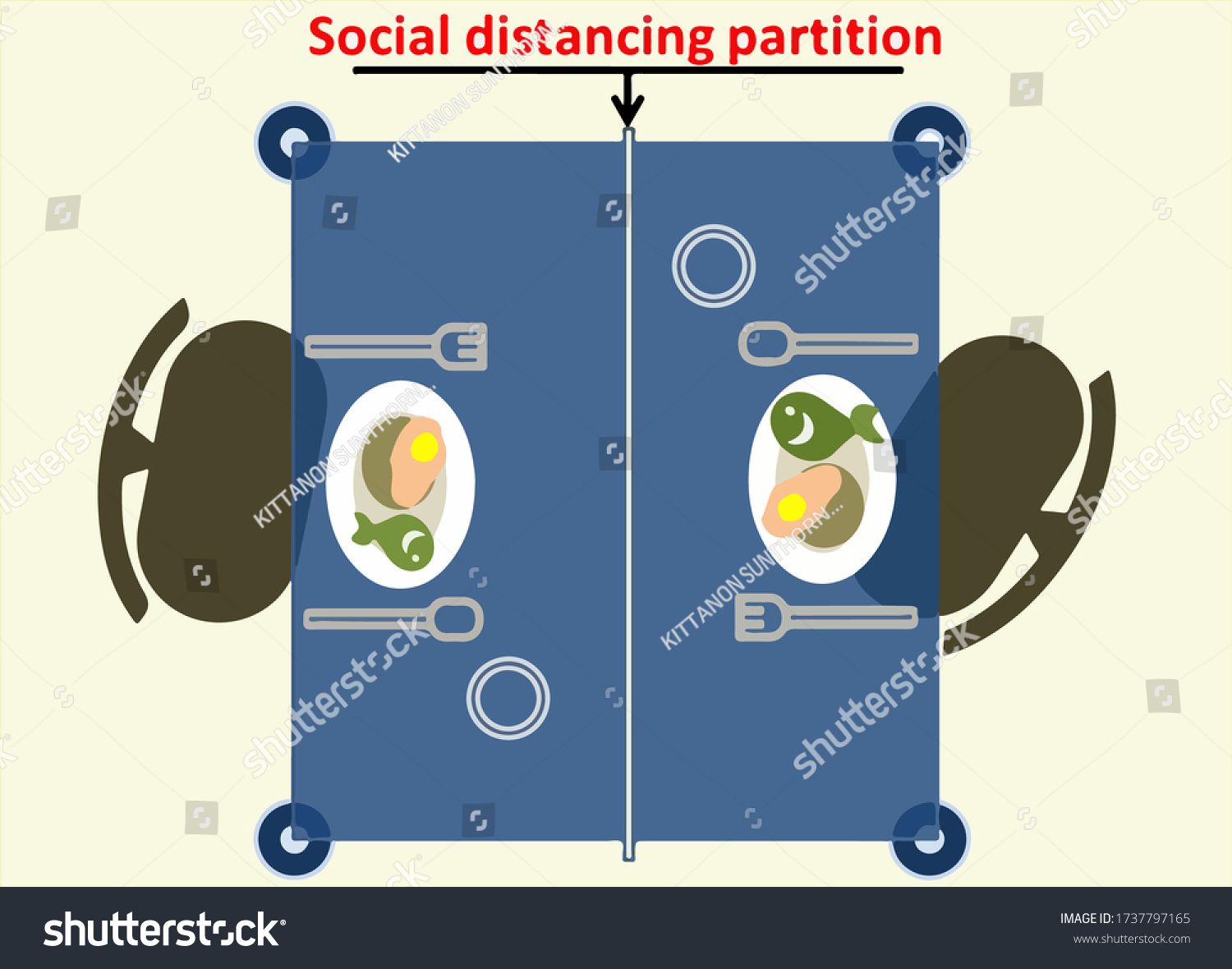 Social Distancing Partition On Dining Table Stock Vector (Royalty Free ...