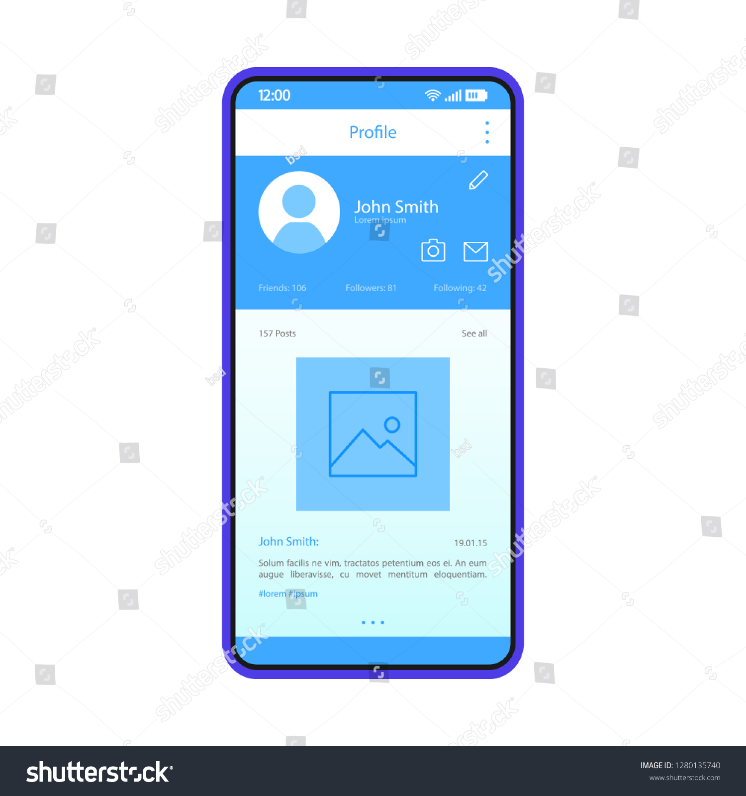 Social Media App Interface Vector Template Stock Vector (Royalty Free ...