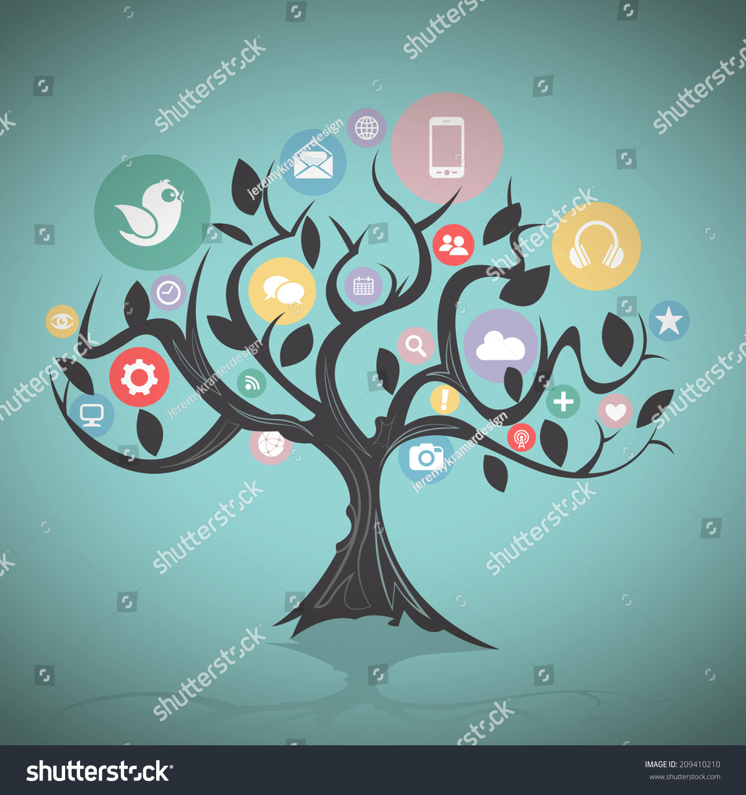 Social Media Tree Stock Vector (Royalty Free) 209410210
