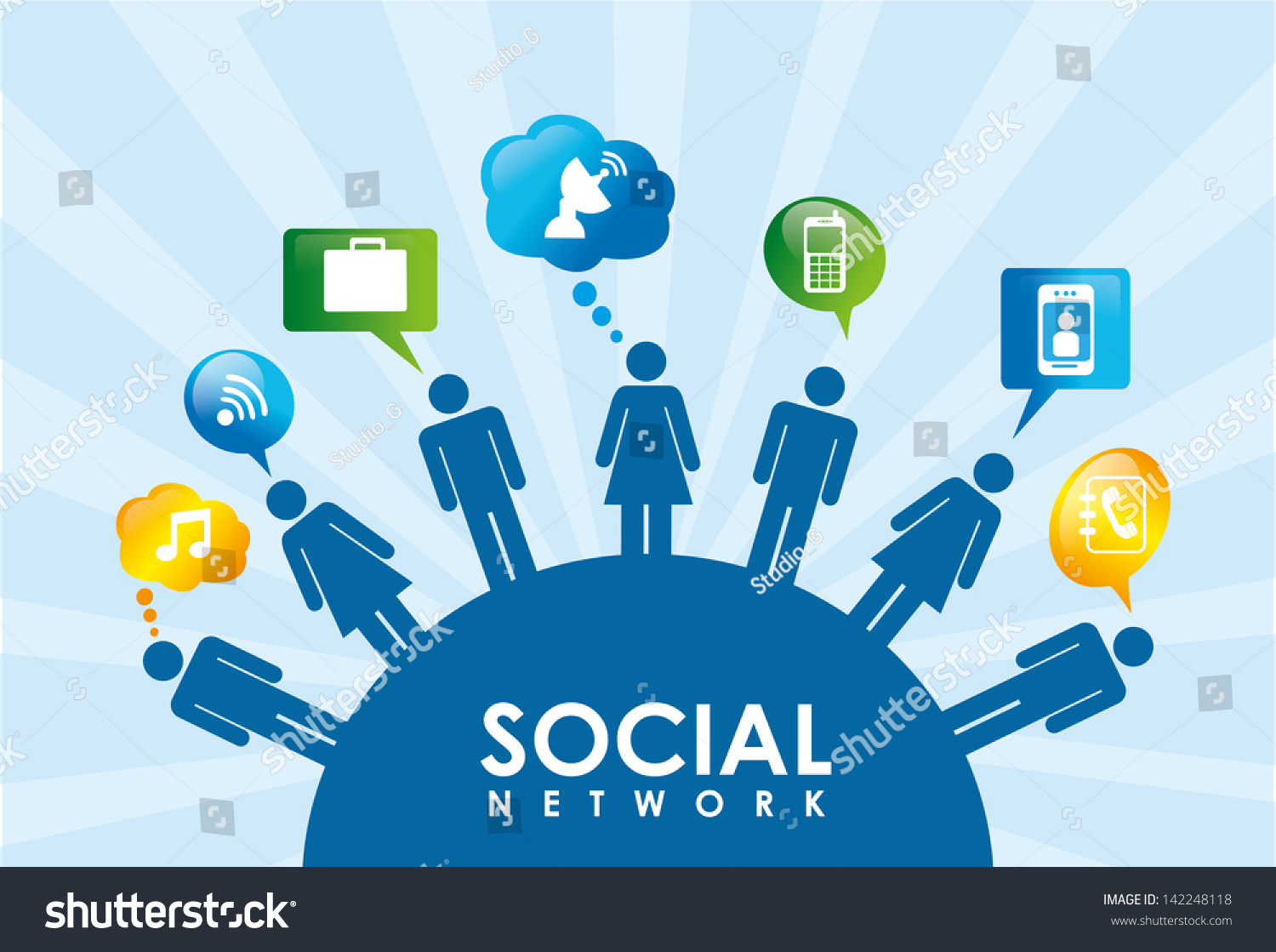 Social Network Over Blue Background Vector Stock Vector 142248118 ...