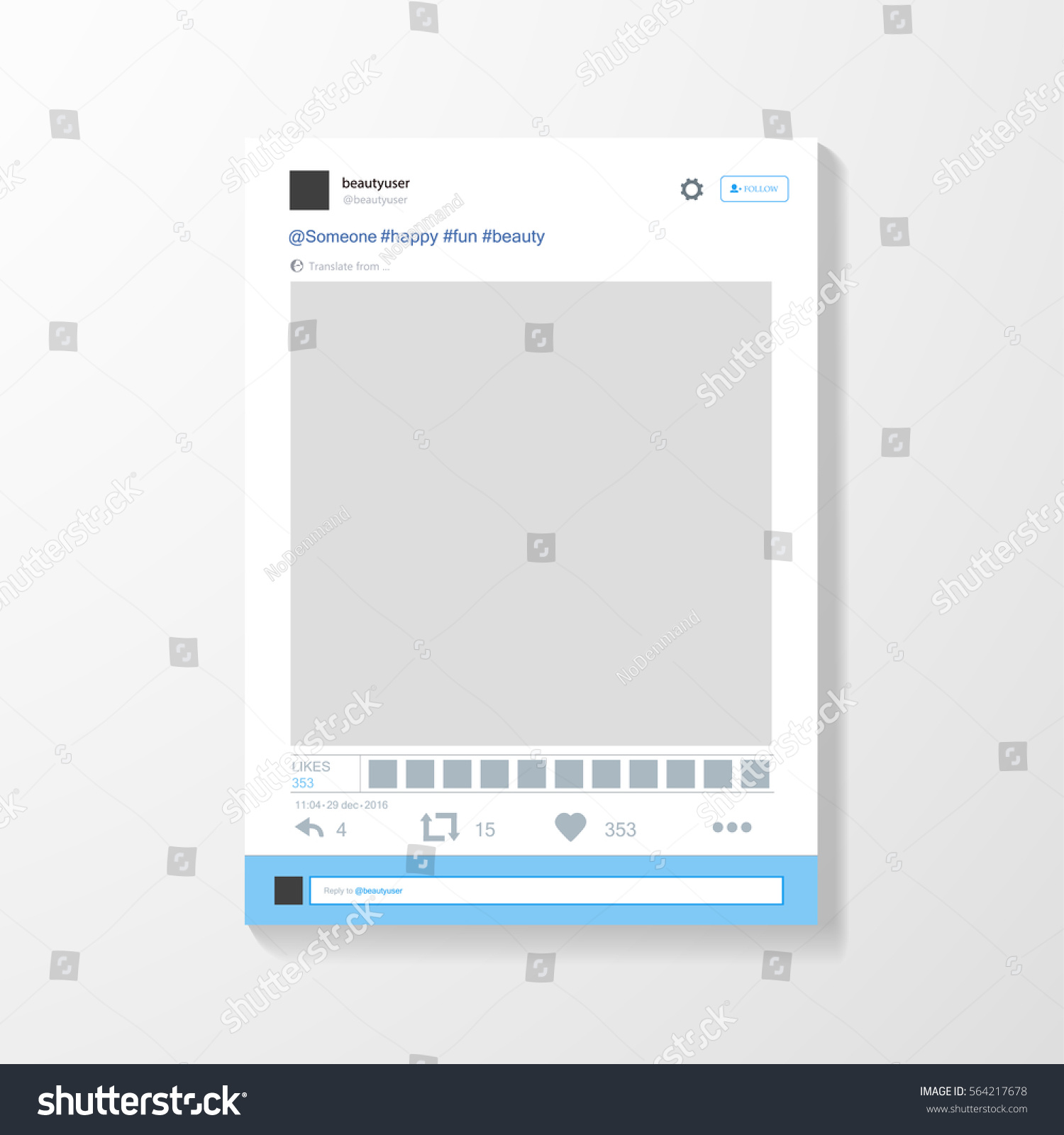 Social Network Post Frame Twitter Vector Stock Vector 564217678 ...