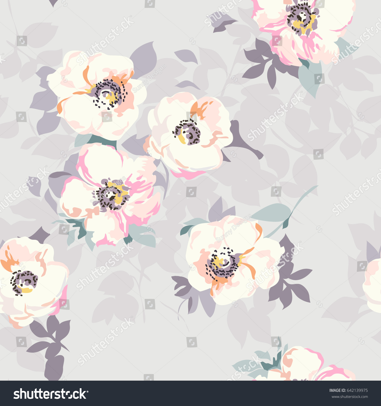Soft Flower Print Seamless Background Stock Vector (Royalty Free ...