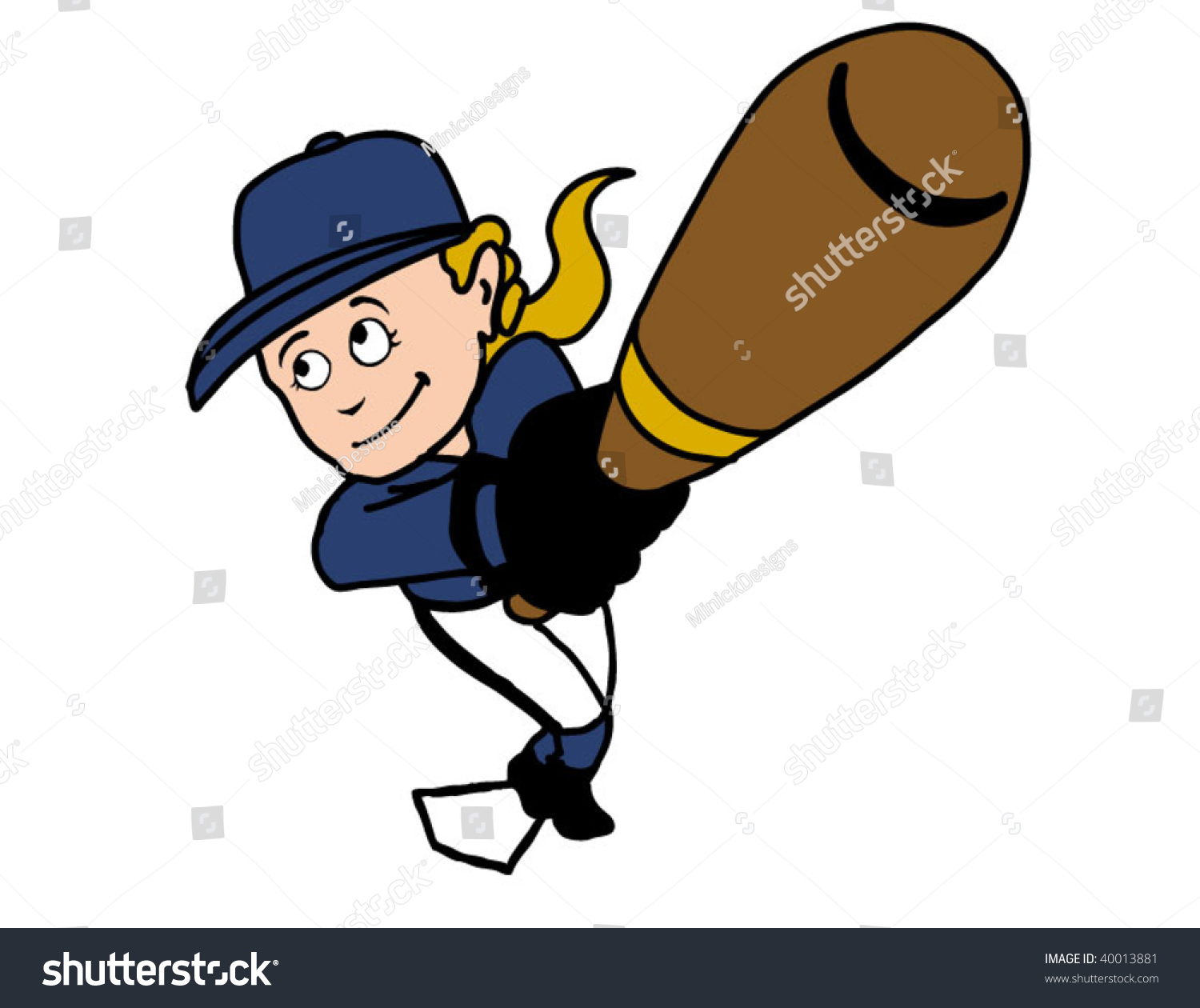 Softball Swing Cartoon Stock Vector (Royalty Free) 40013881