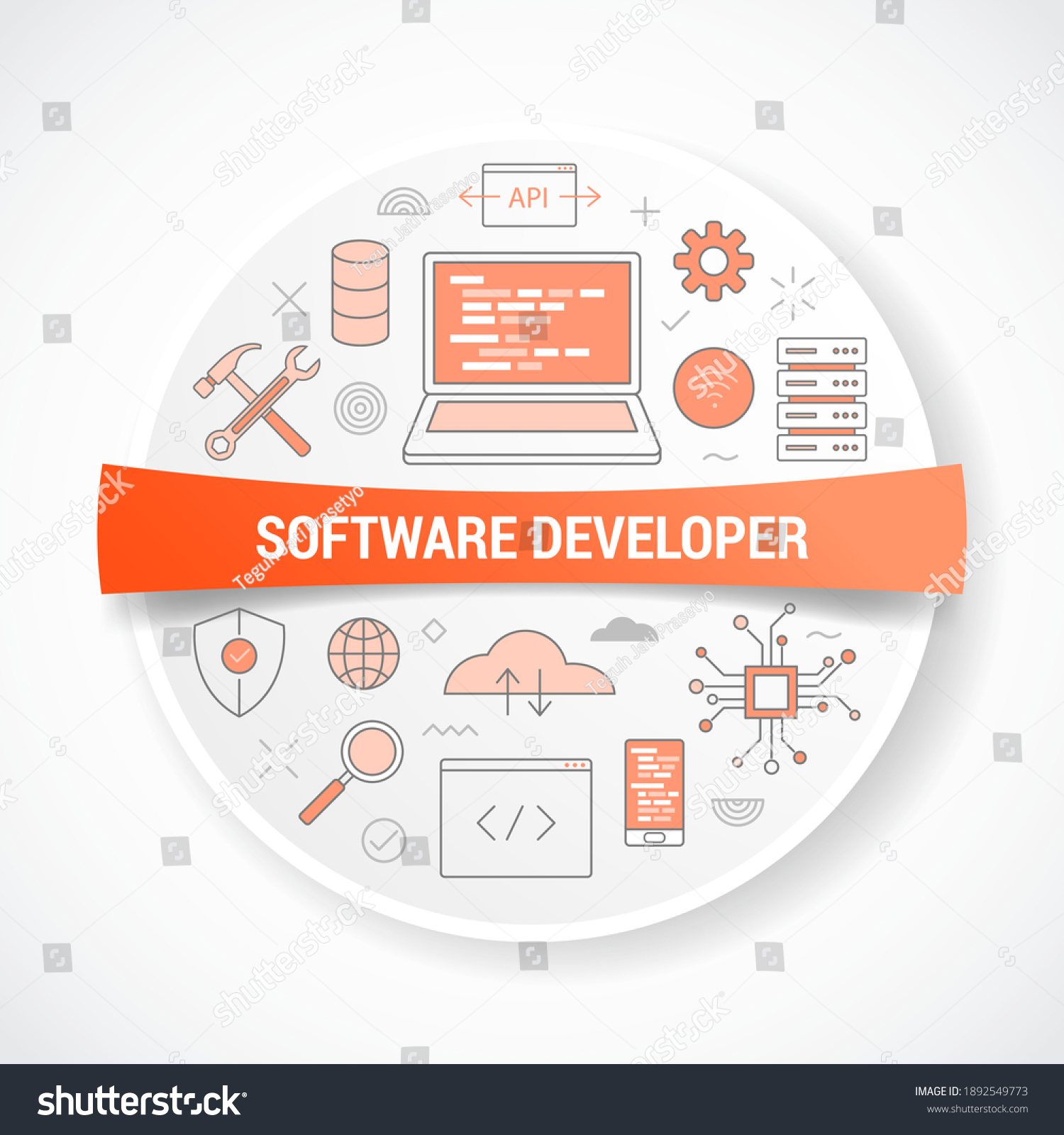Software Developer Icon Concept Round Circle Stock Vector (Royalty Free ...