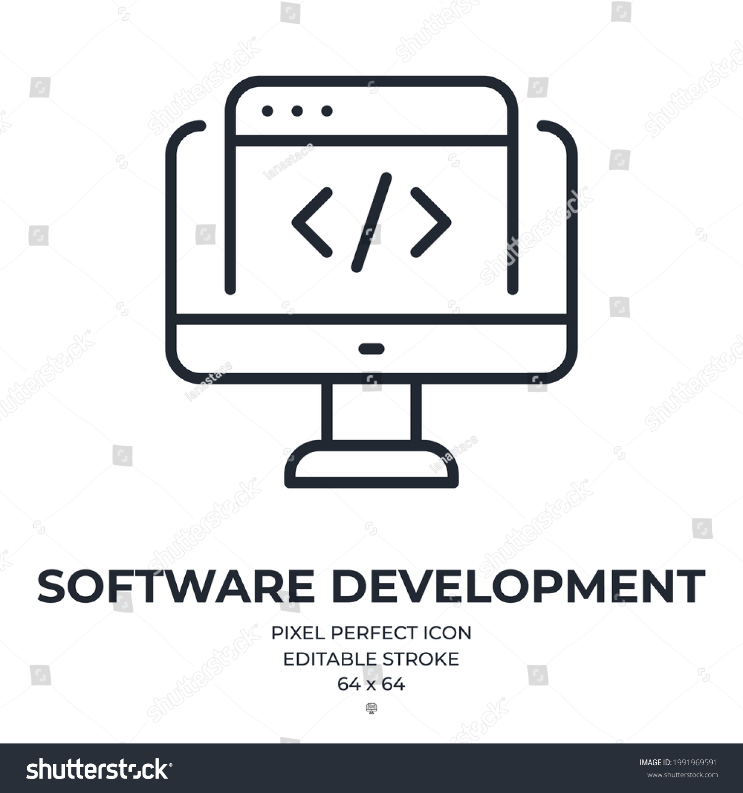 Software Development Concept Editable Stroke Outline Stock Vector ...