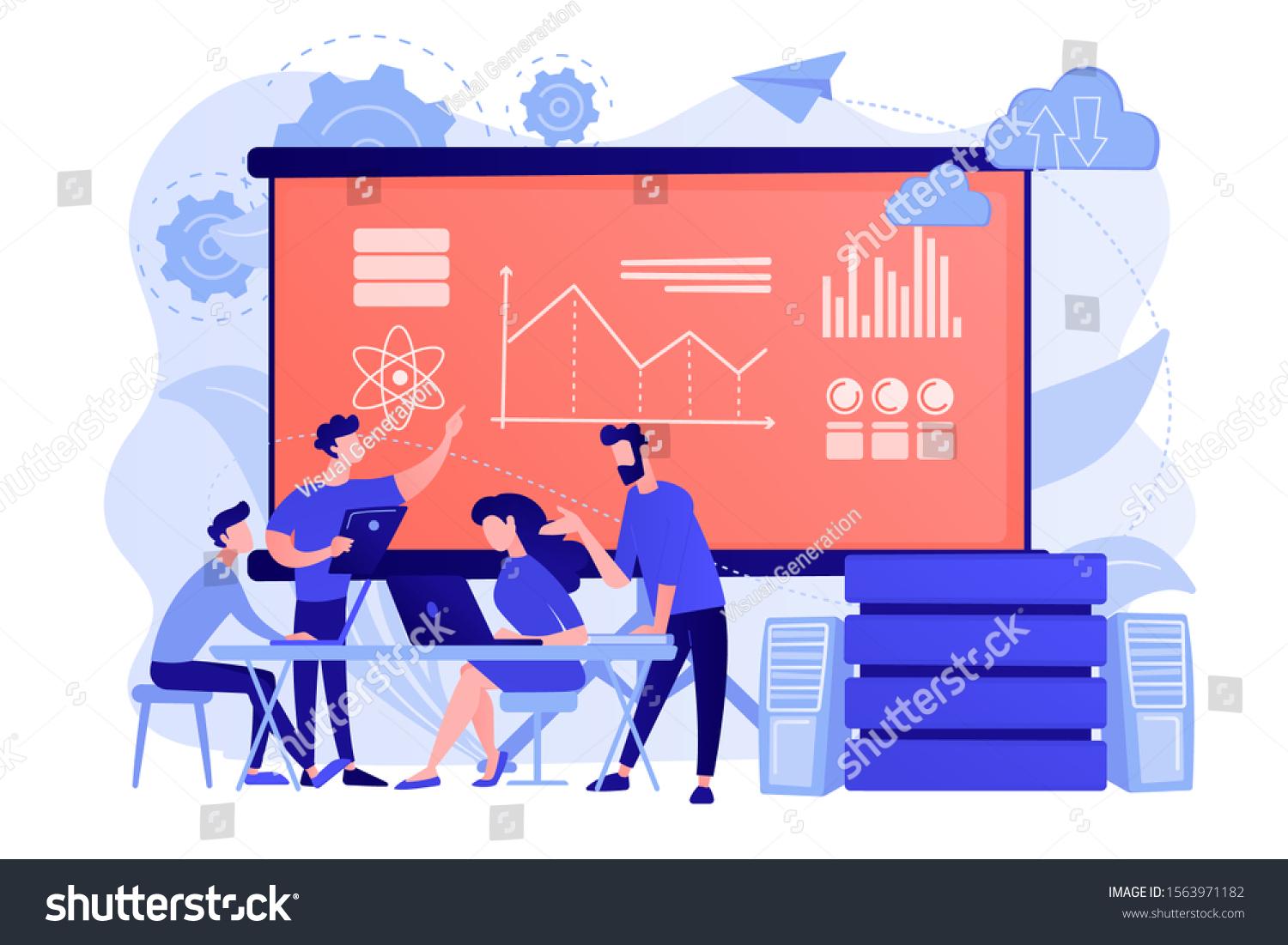 Software Engineer Statistician Visualizer Analyst Working Stock Vector